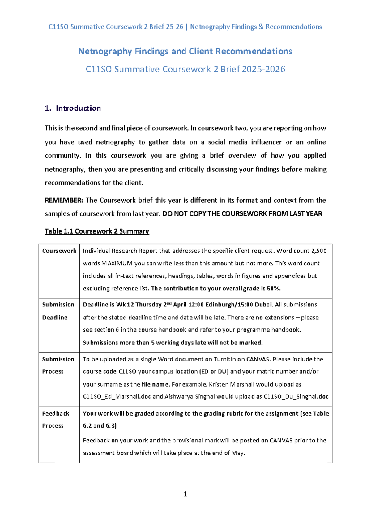 C11SO Summative Coursework 2: Netnography Findings & Client ...