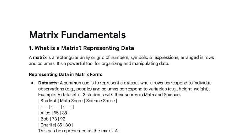 Mod2 IDS Notes: Introduction to Matrices in Data Science - Studocu