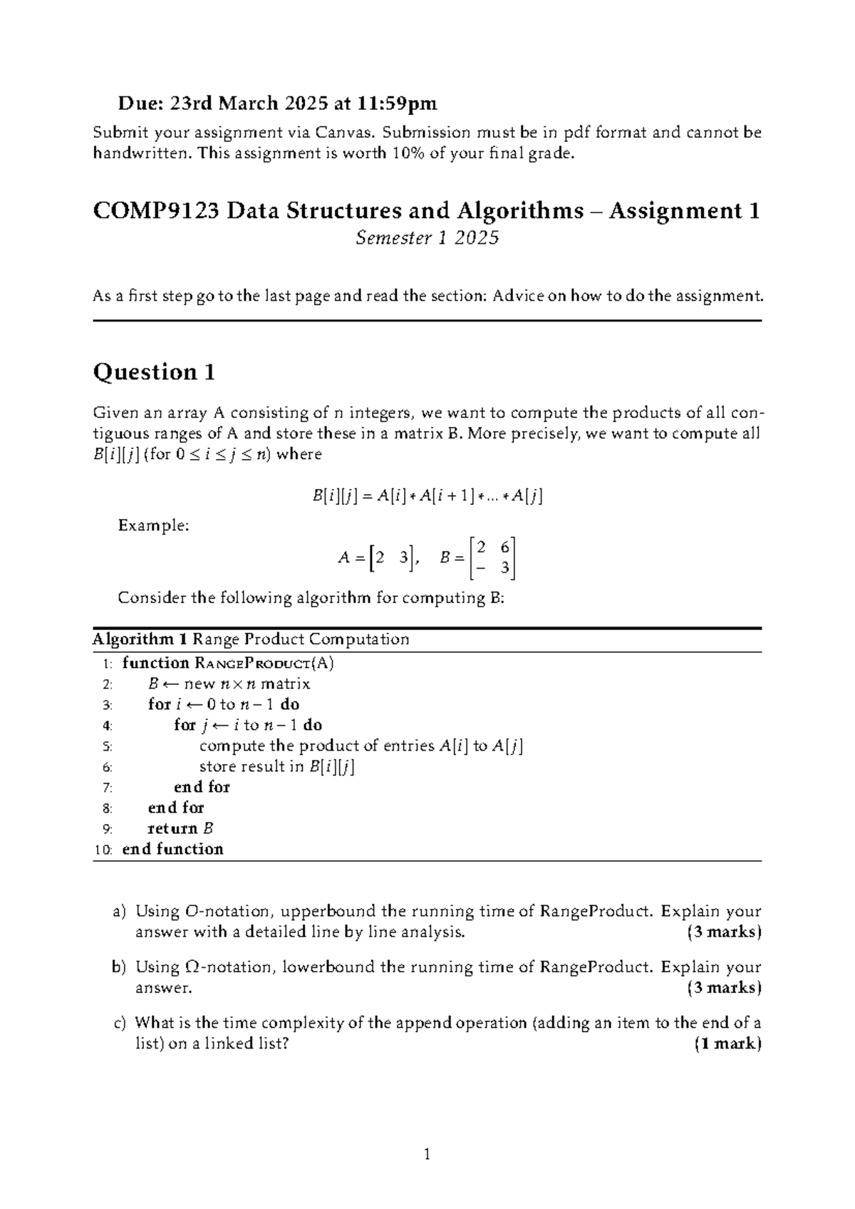 COMP9123 Data Structures and Algorithms - Assignment 1 Solution - Studocu