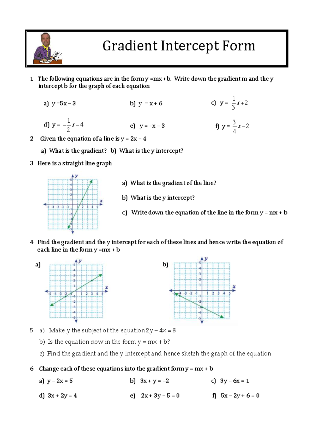 Gradient Intercept Form: Understanding m and b in Equations - Studocu