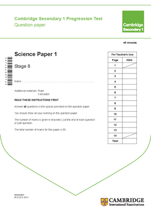 Science Stage 9 Sample Paper 2 - Science_S9_02/7RP© UCLES 2020 ...