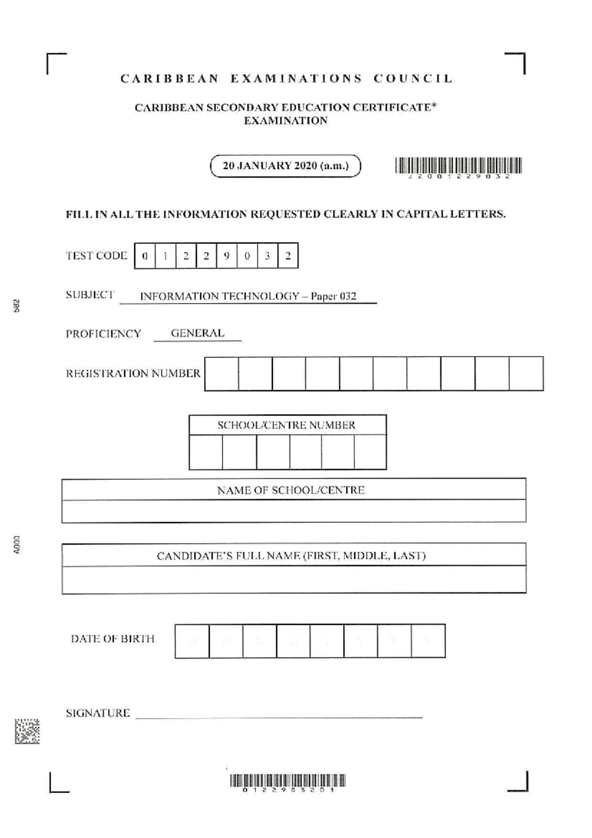 Information Technology Paper 032 - January 2020 Exam Guide - Studocu
