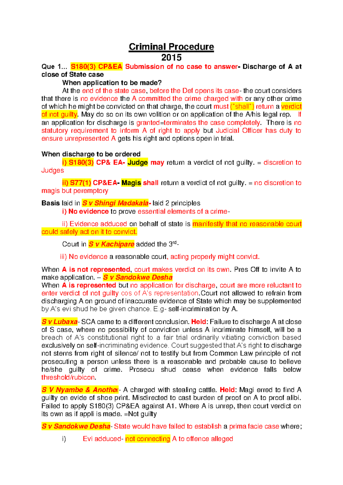 Criminal Procedure S180(3): No Case to Answer Explained - Studocu
