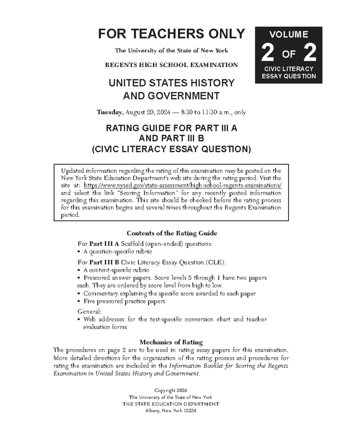 U.S. History & Government Regents Exam Rating Guide - Civic Literacy ...