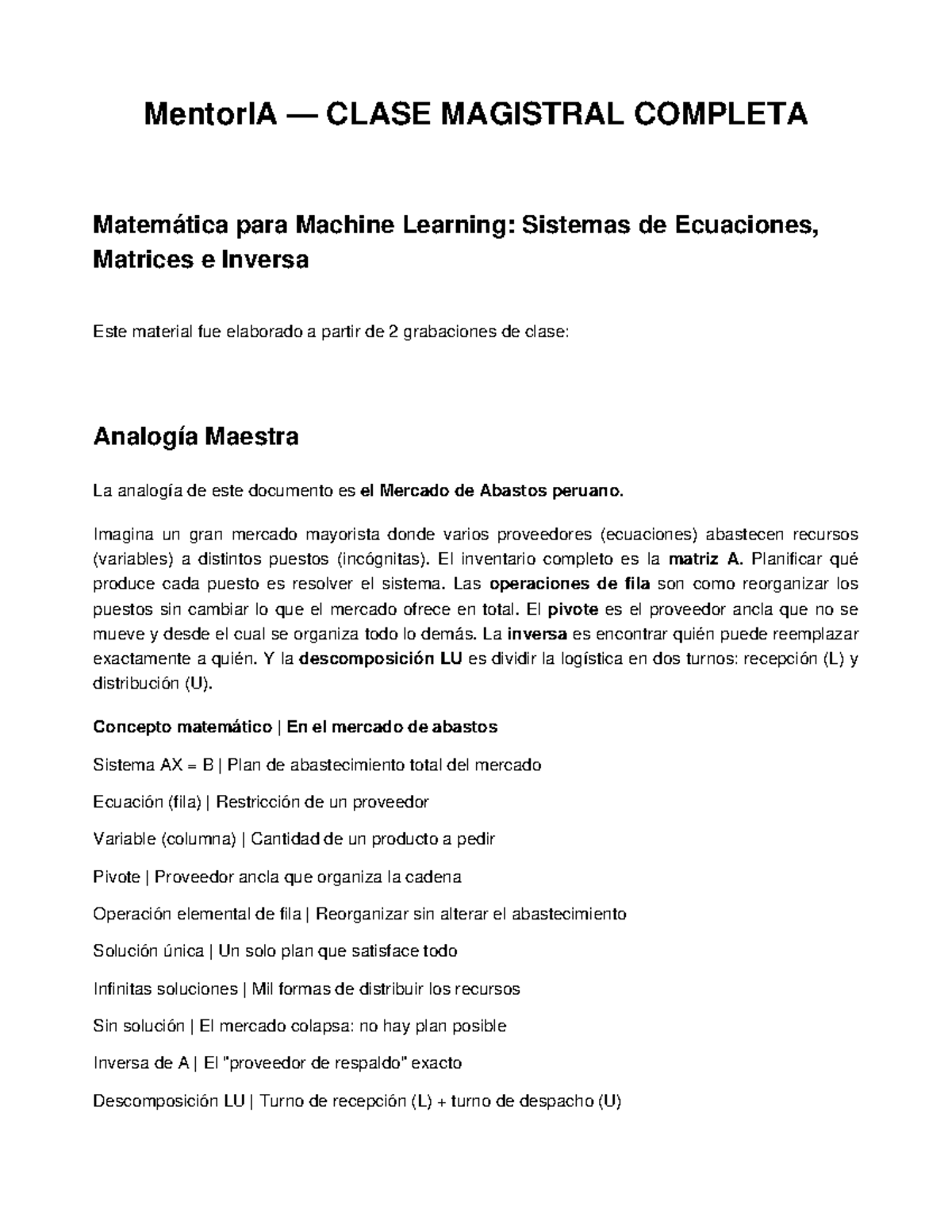 MentorIA CLASE MAGISTRAL: Matemática para Machine Learning - Sistemas ...