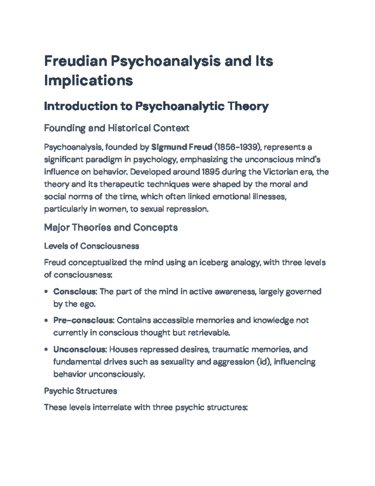Psychoanalysis 101: Key Concepts & Techniques of Freud’s Theory - Studocu