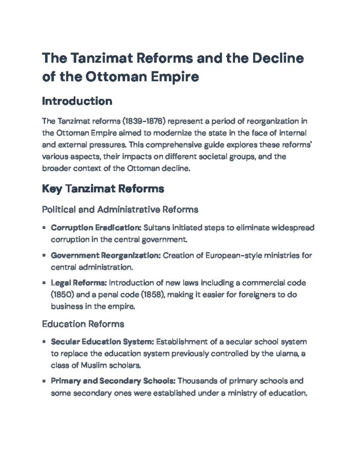 Tanzimat Reforms and Their Impact on the Ottoman Empire's Decline - The ...