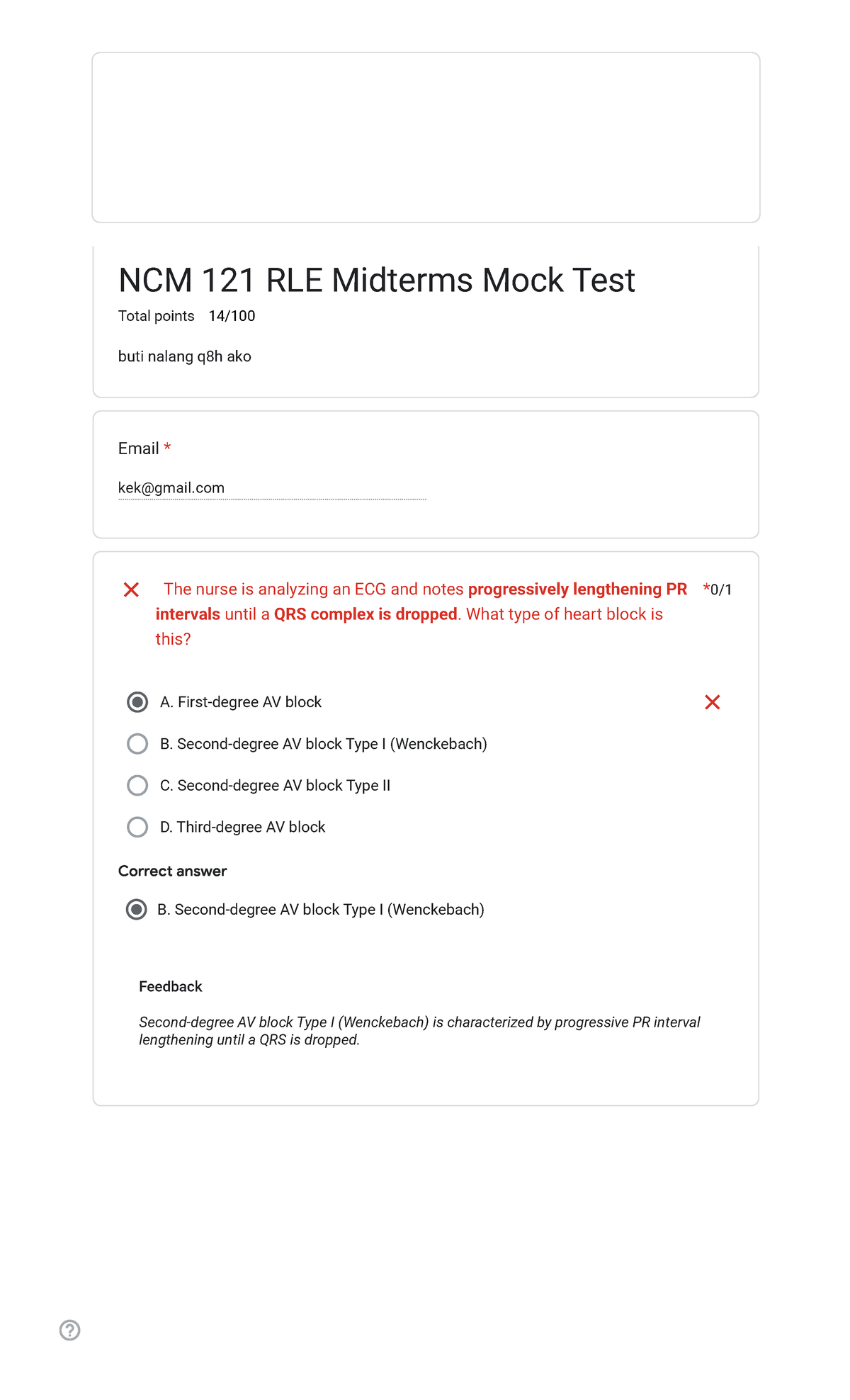 NCM 121 RLE Midterm Mock Test: ECG Analysis and Nursing Interventions ...