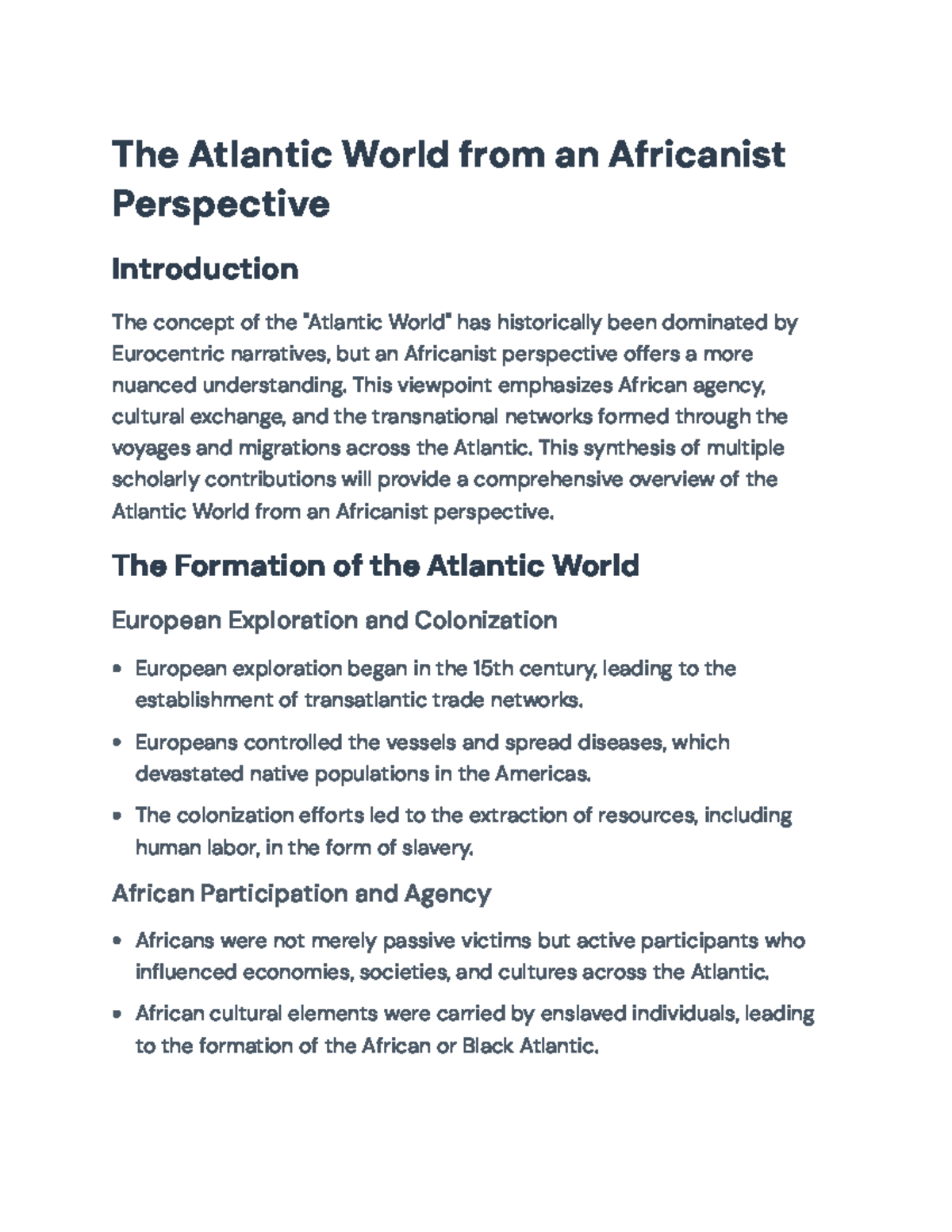 Atlantic World from an Africanist Perspective: A Comprehensive Overview ...