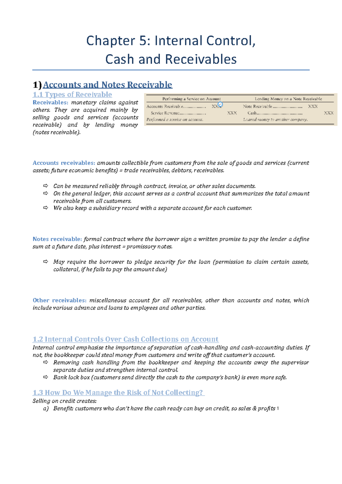 Financial Accounting Chapter 5: Internal Control, Cash, Receivables ...