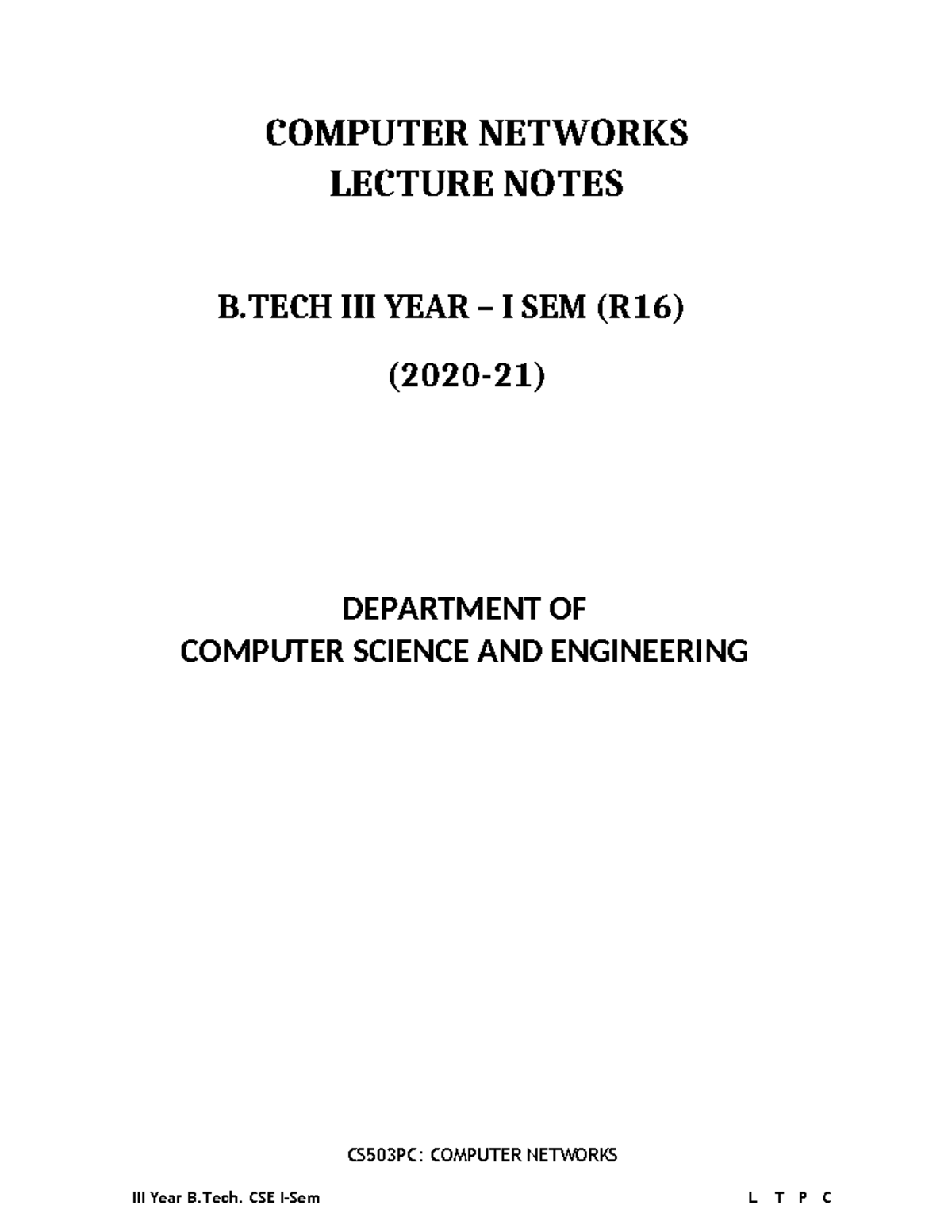 CS503PC: Computer Networks Lecture Notes (Units 1-5) Summary - Studocu