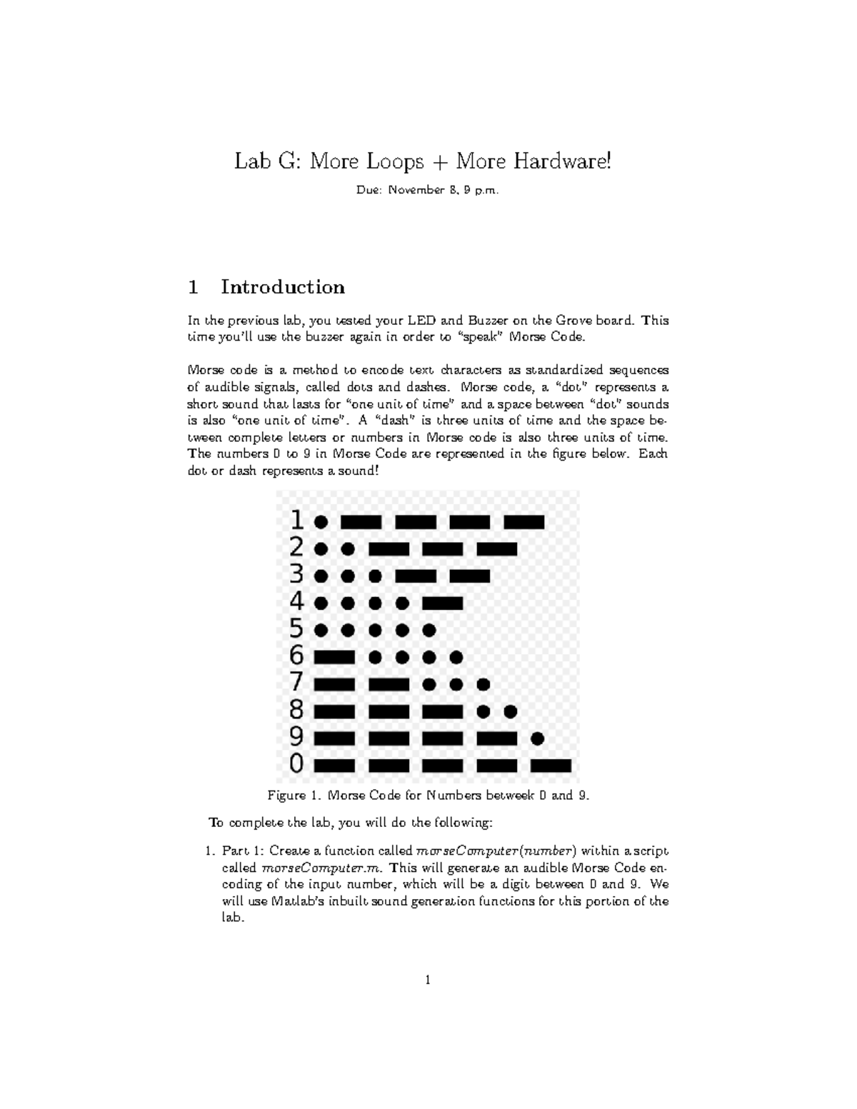 Lab G: Morse Code Generation with Arduino and MATLAB Functions - Studocu