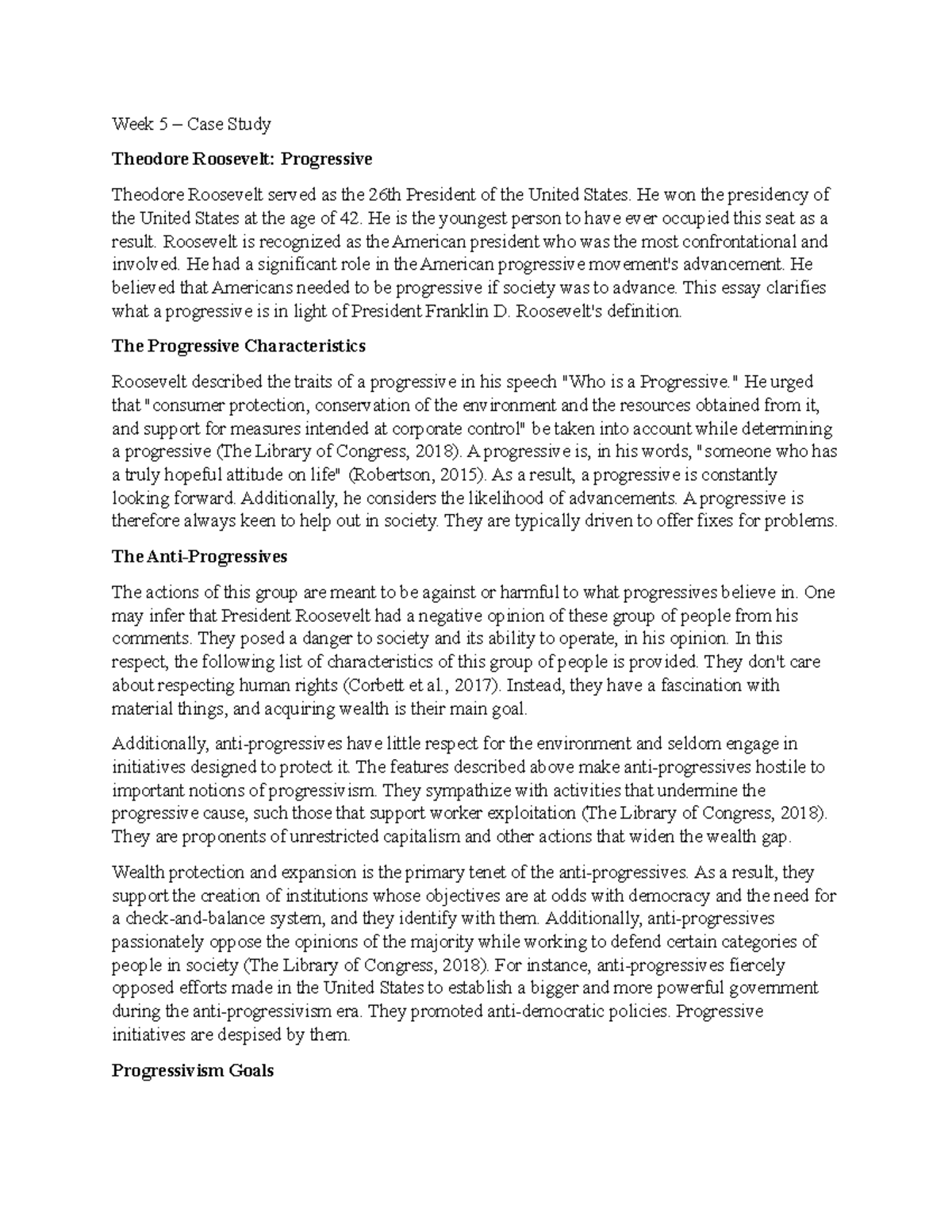 Week 5 – Case Study: Understanding Progressivism and Its Impact - Studocu