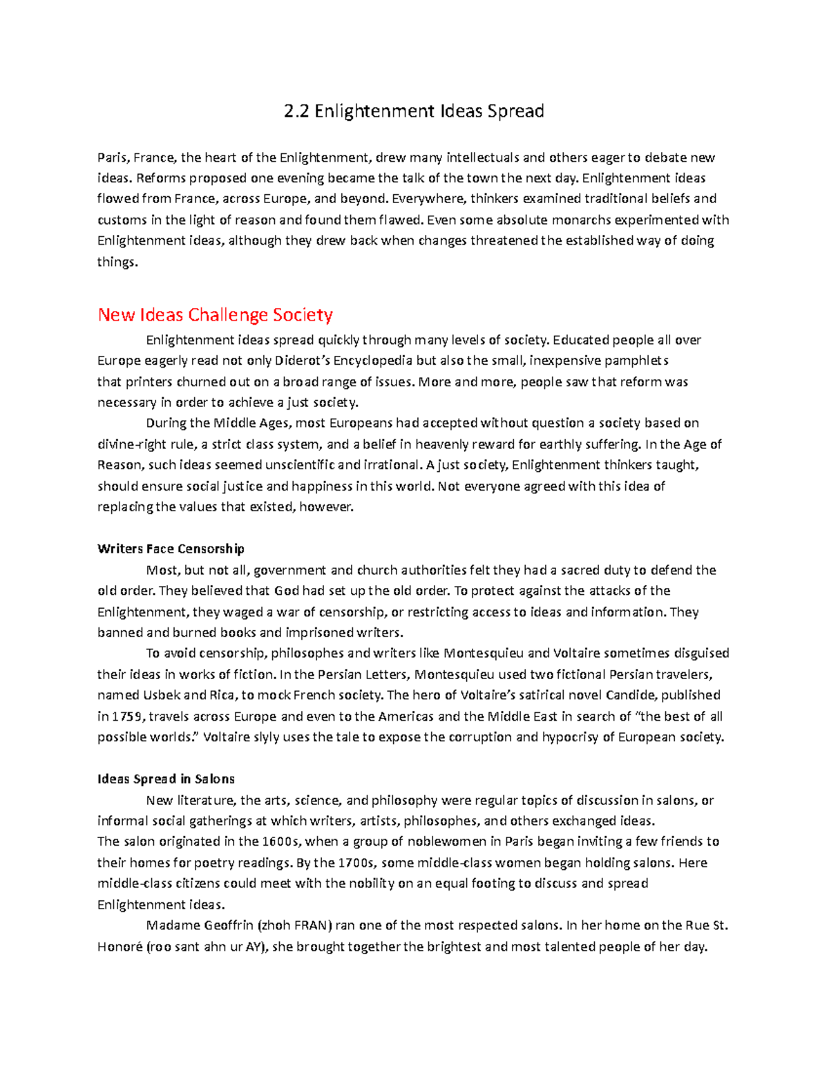 Enlightenment Ideas and Their Impact Across Europe (HIST101) - Studocu