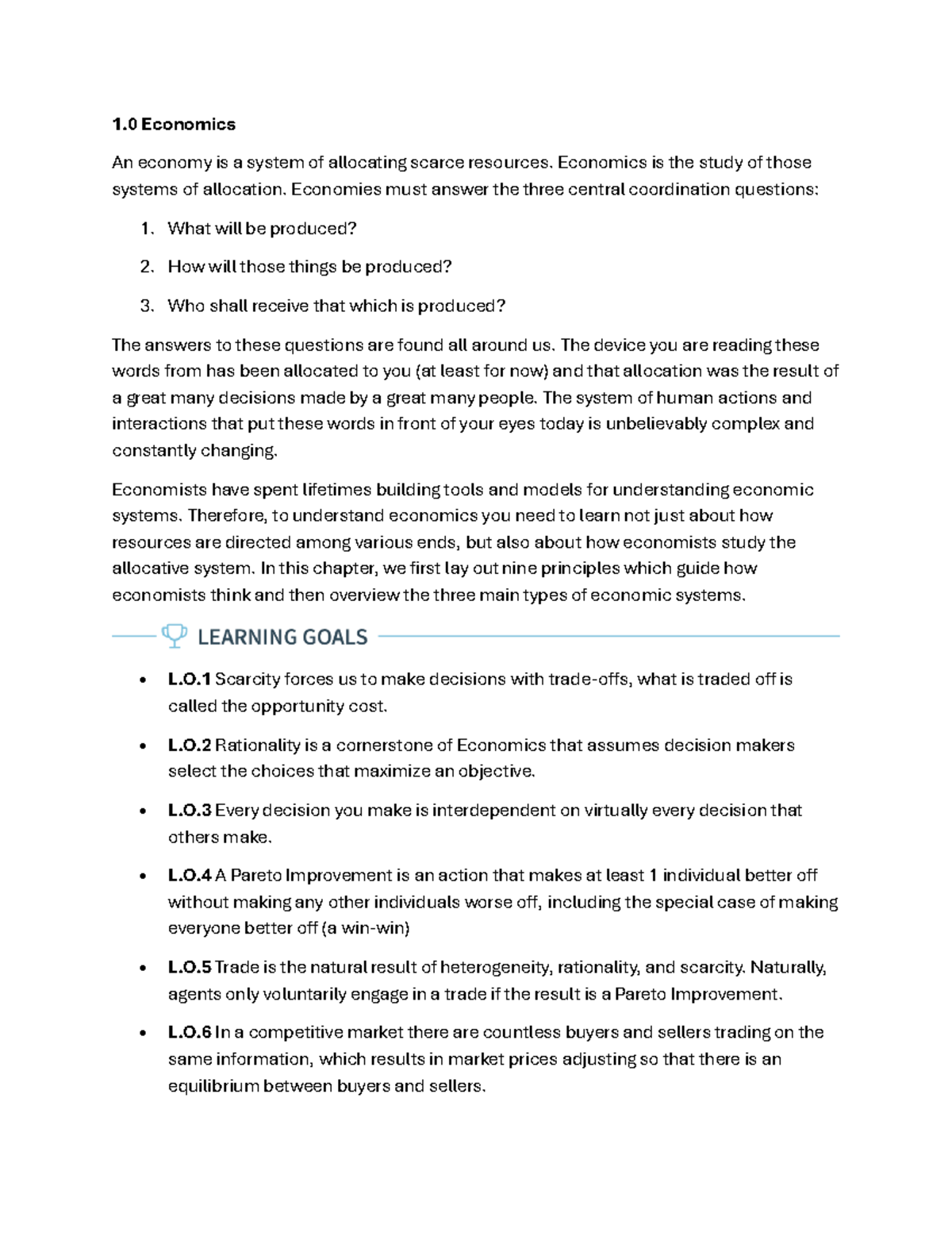 Principles of Economics (ECO 101): Scarcity, Efficiency, and Market ...