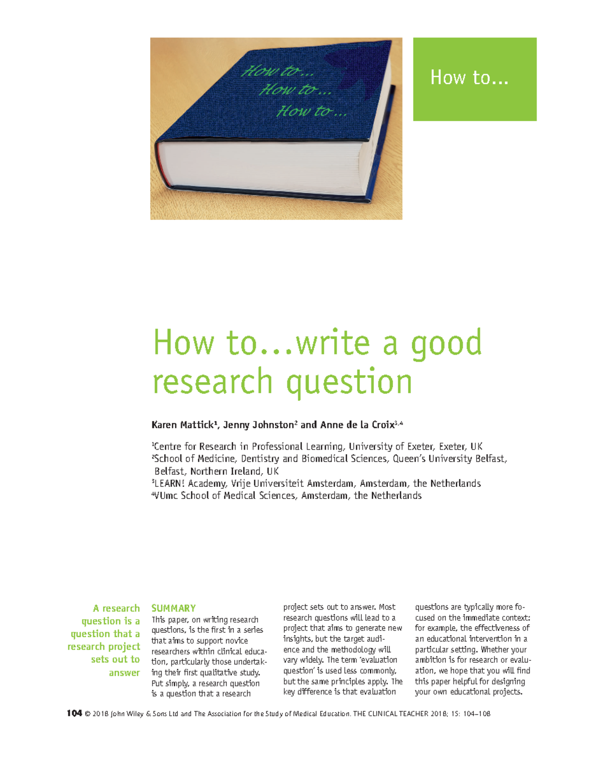 How to Write a Strong Research Question for Qualitative Studies - Studocu