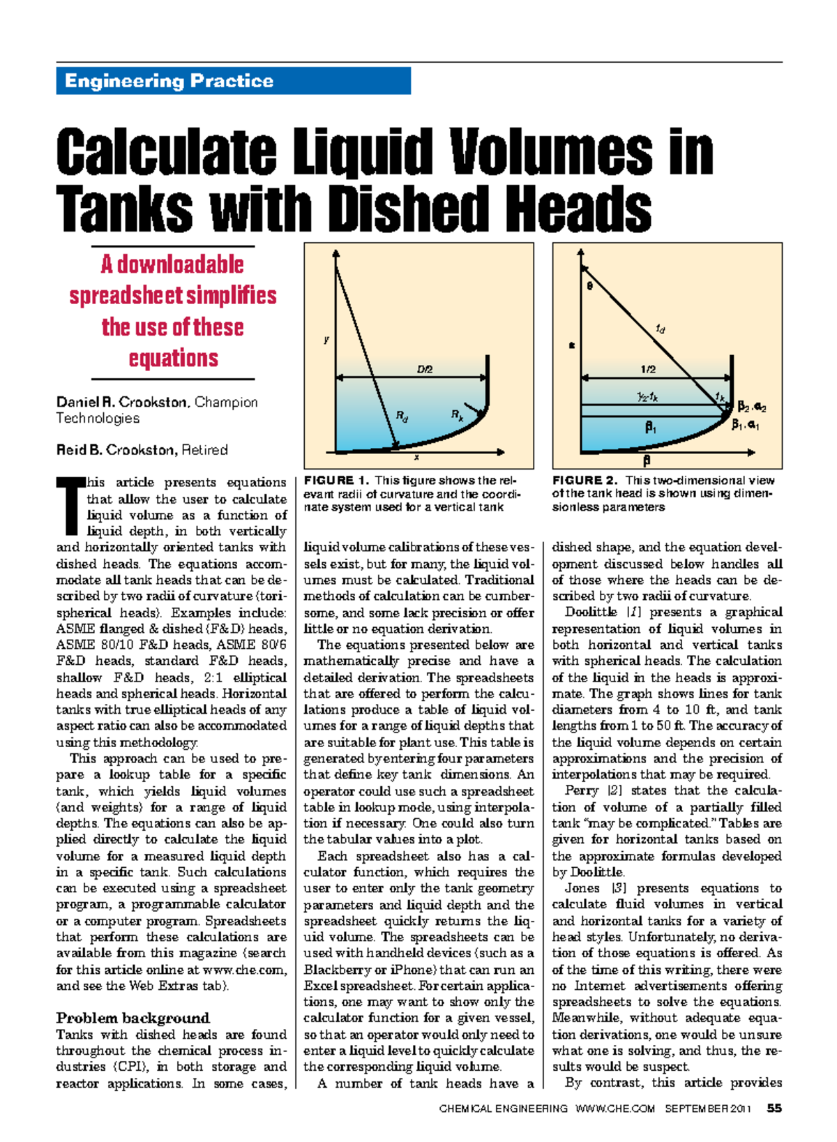 **ENGR 101: Liquid Volume Calculation for Dished Head Tanks** - Studocu