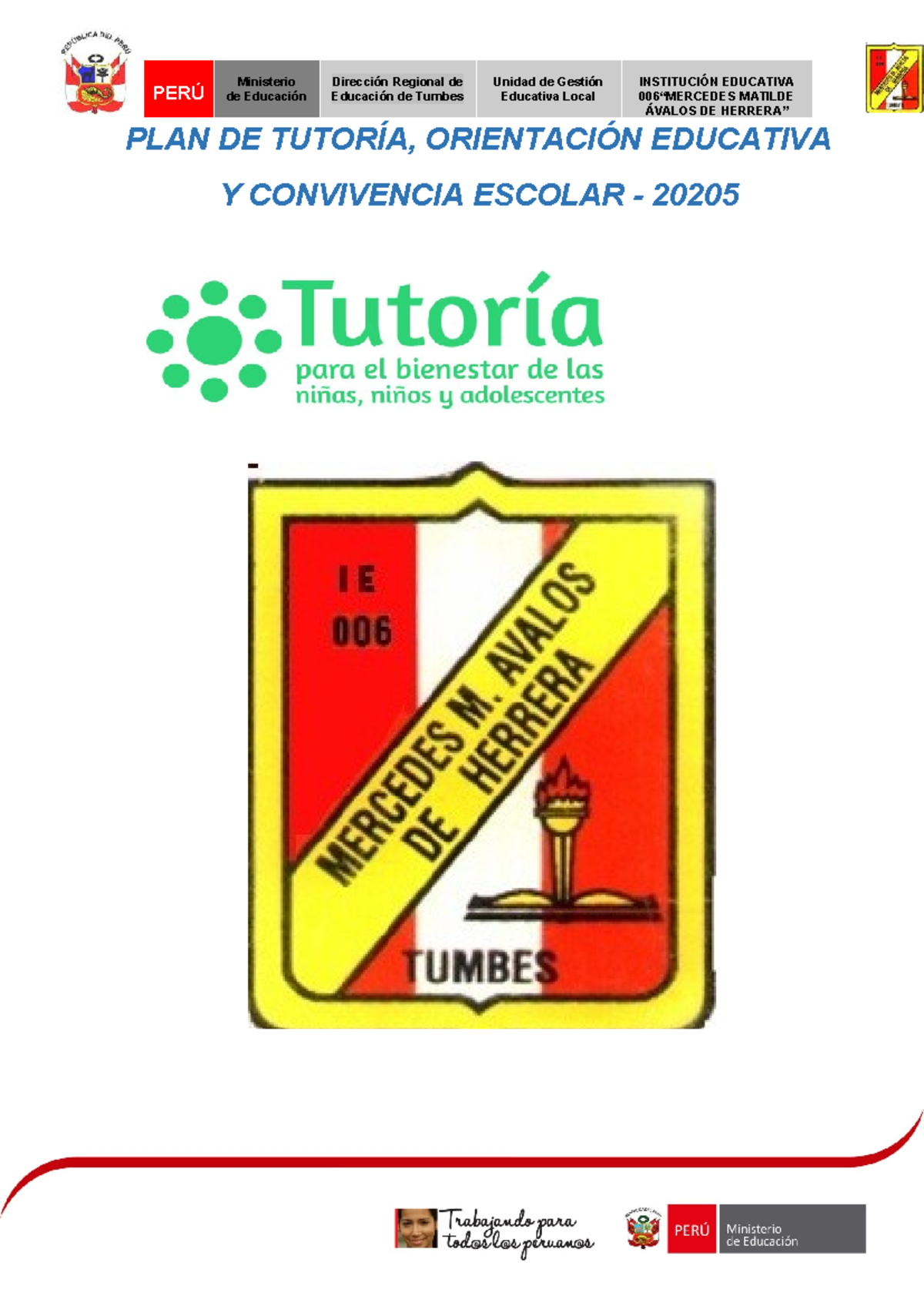 PLAN DE TUTORÍA Y ORIENTACIÓN EDUCATIVA 2020 - I.E. MATILDE ÁVALOS ...