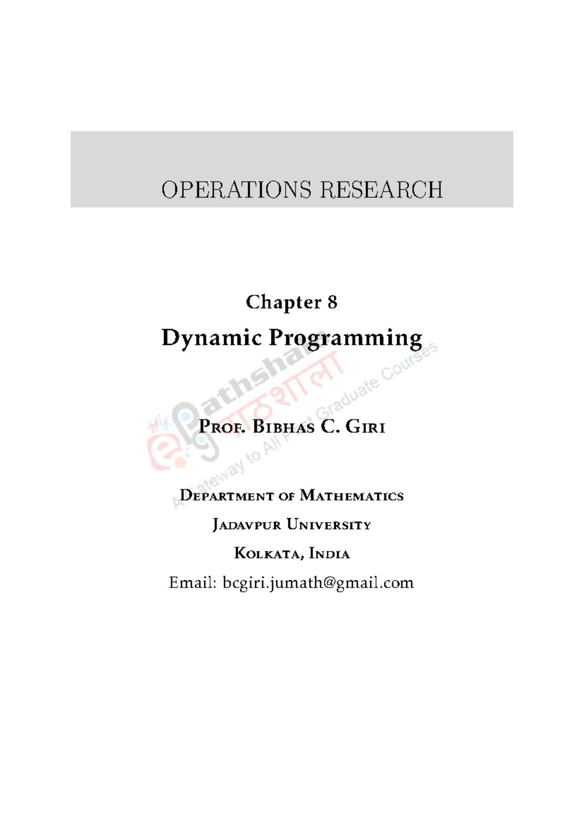 Dynamic Programming Concepts - Chapter 8 (Math 101) - Studocu