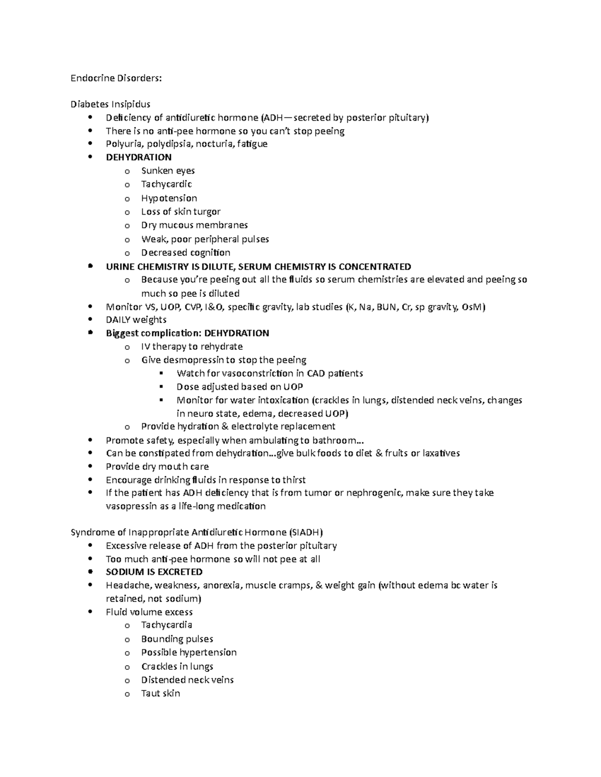 ATI Notes- Endocrine Disorders - Endocrine Disorders: Diabetes ...