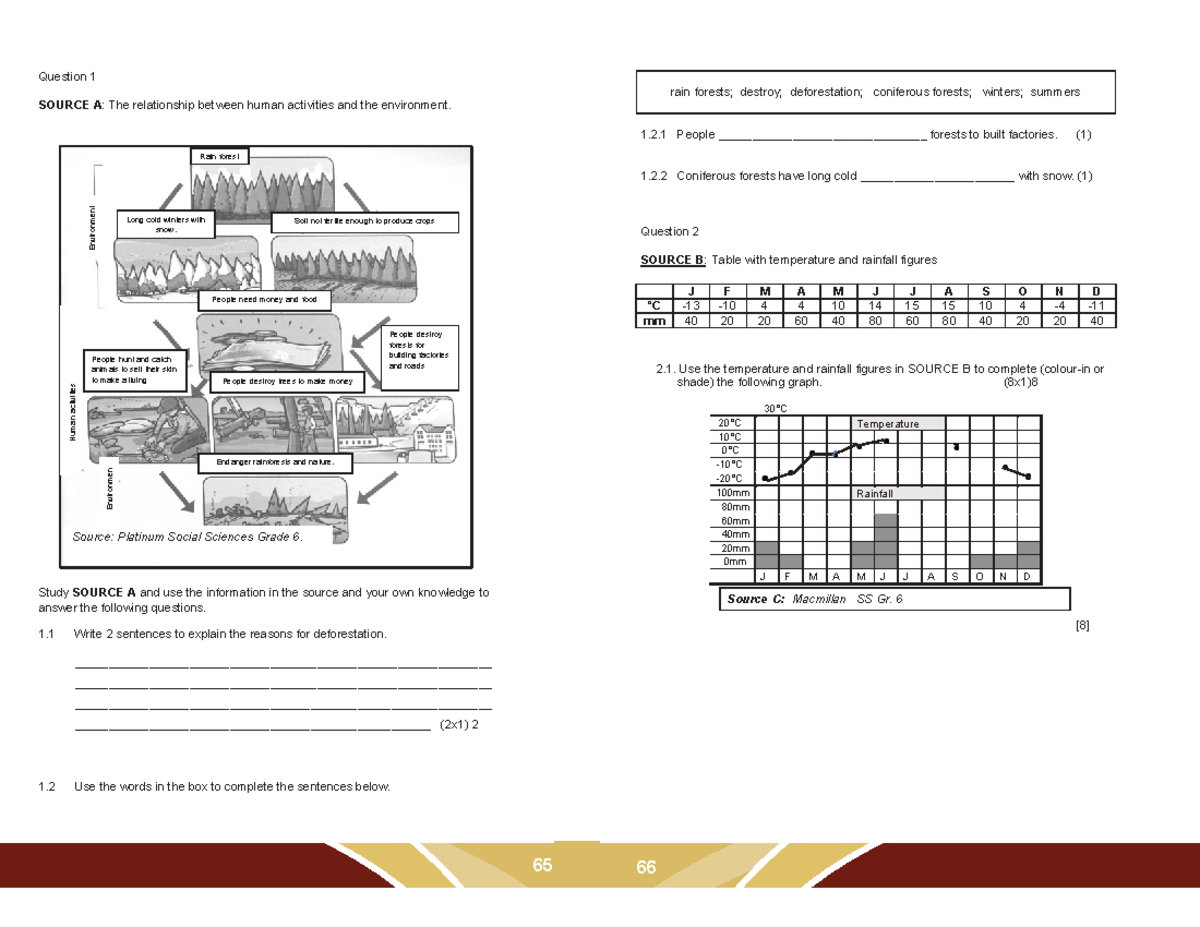 Social Sciences Gr. 6: Deforestation & Population Distribution Notes ...