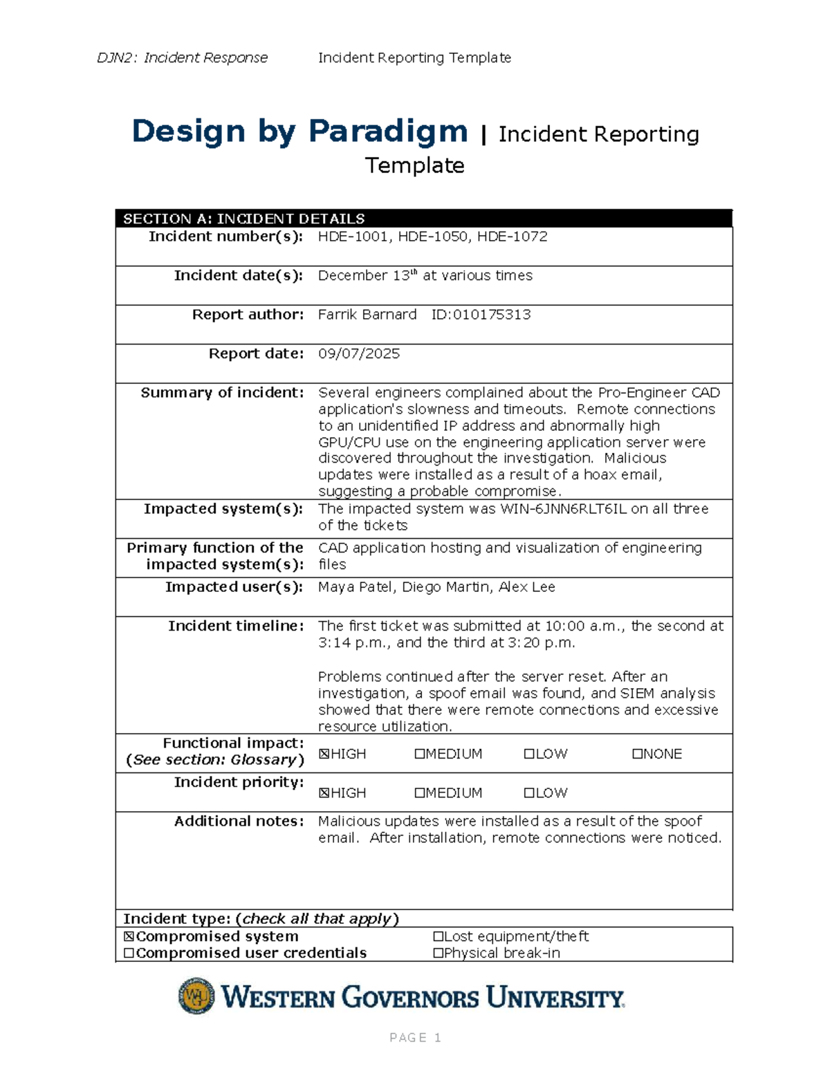 DJN2: Incident Response Reporting Template for CAD System Compromise ...