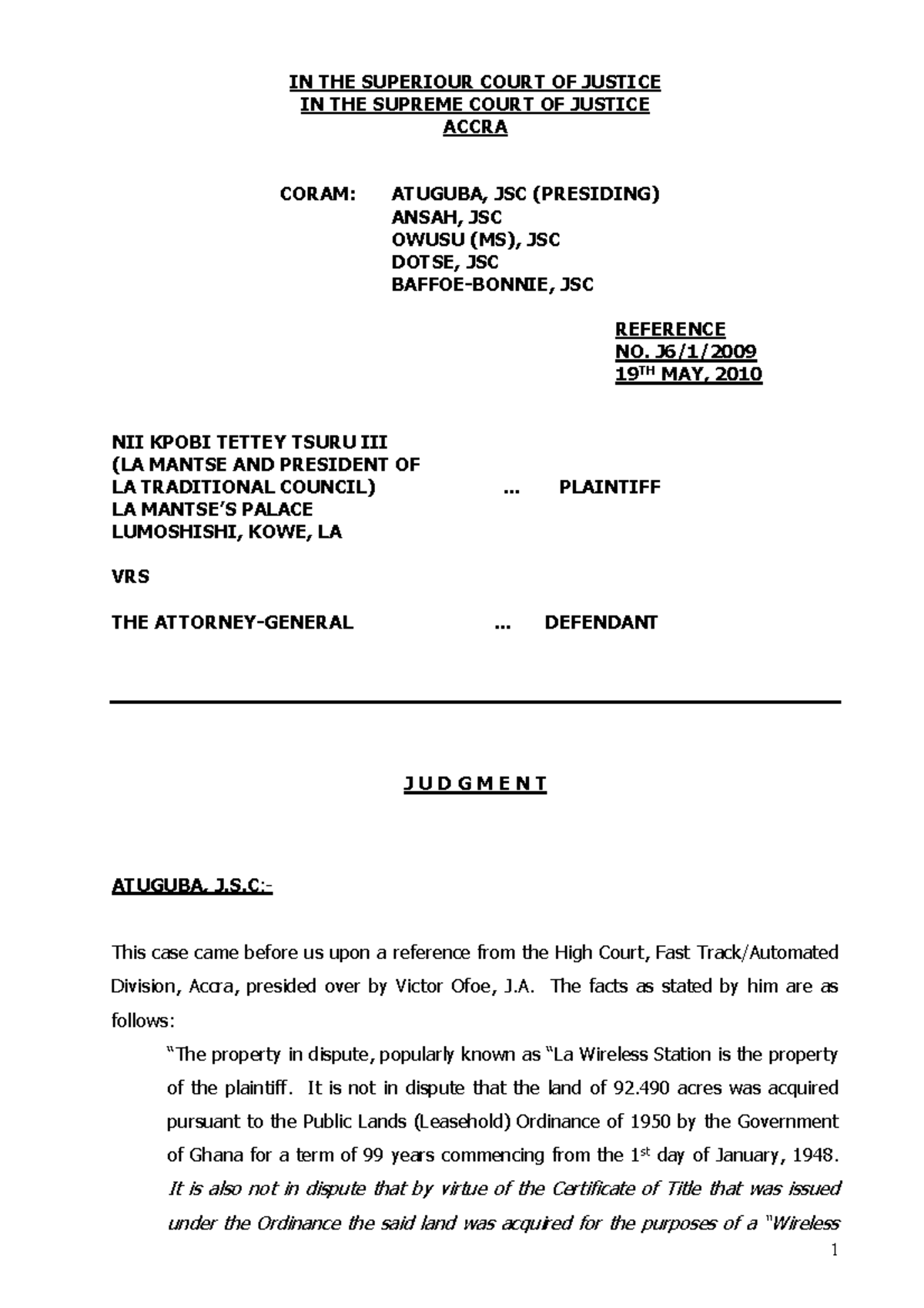 Nii Kpobi Tettey Tsuru III v The Attorney General - Supreme Court Case ...