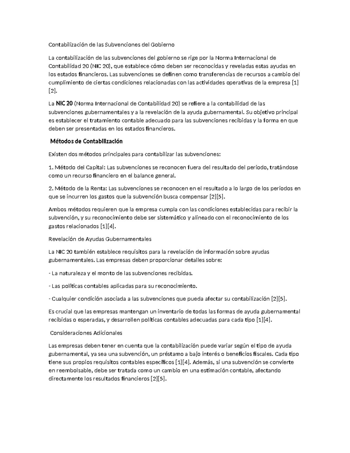 NIC 20, 21, 23 y 24: Contabilización y Revelación de Subvenciones - Studocu