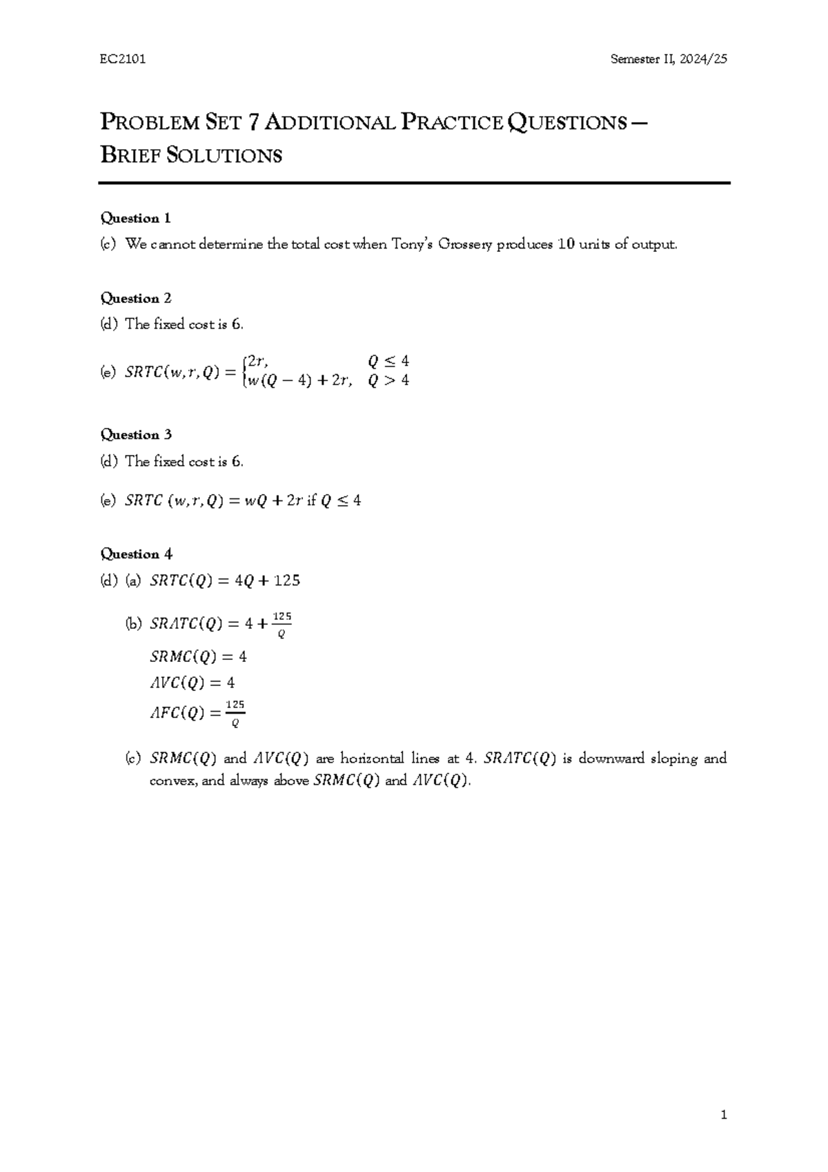 Problem Set 7 - Solutions APQ - EC2101 Semester II, 20 24 /2 5 1 PROBLEM S ET 7 A DDITIONAL ...