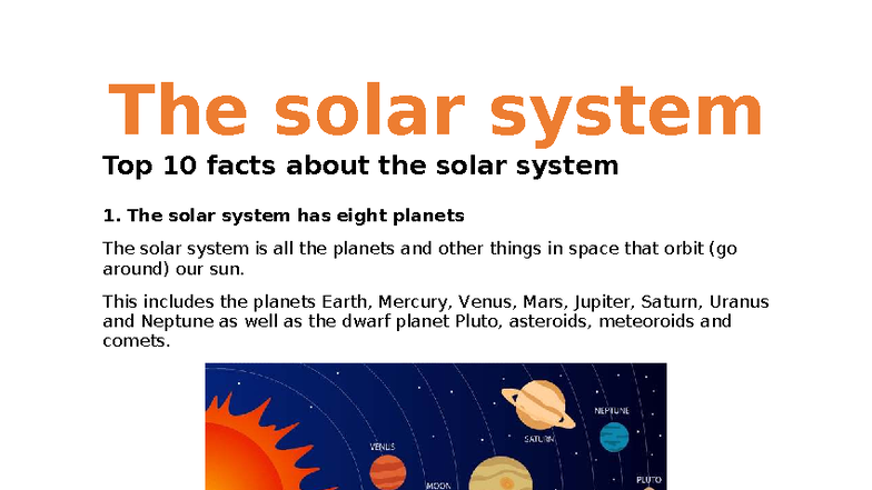 Top 10 Facts About the Solar System: A Comprehensive Overview - Studocu