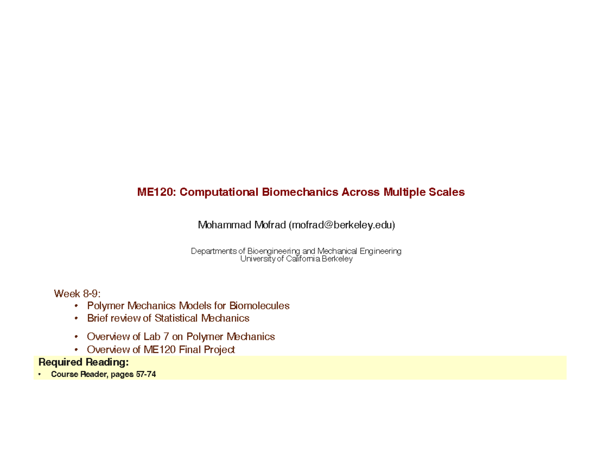 ME120: Polymer Mechanics Models for Biomolecules and Final Project ...