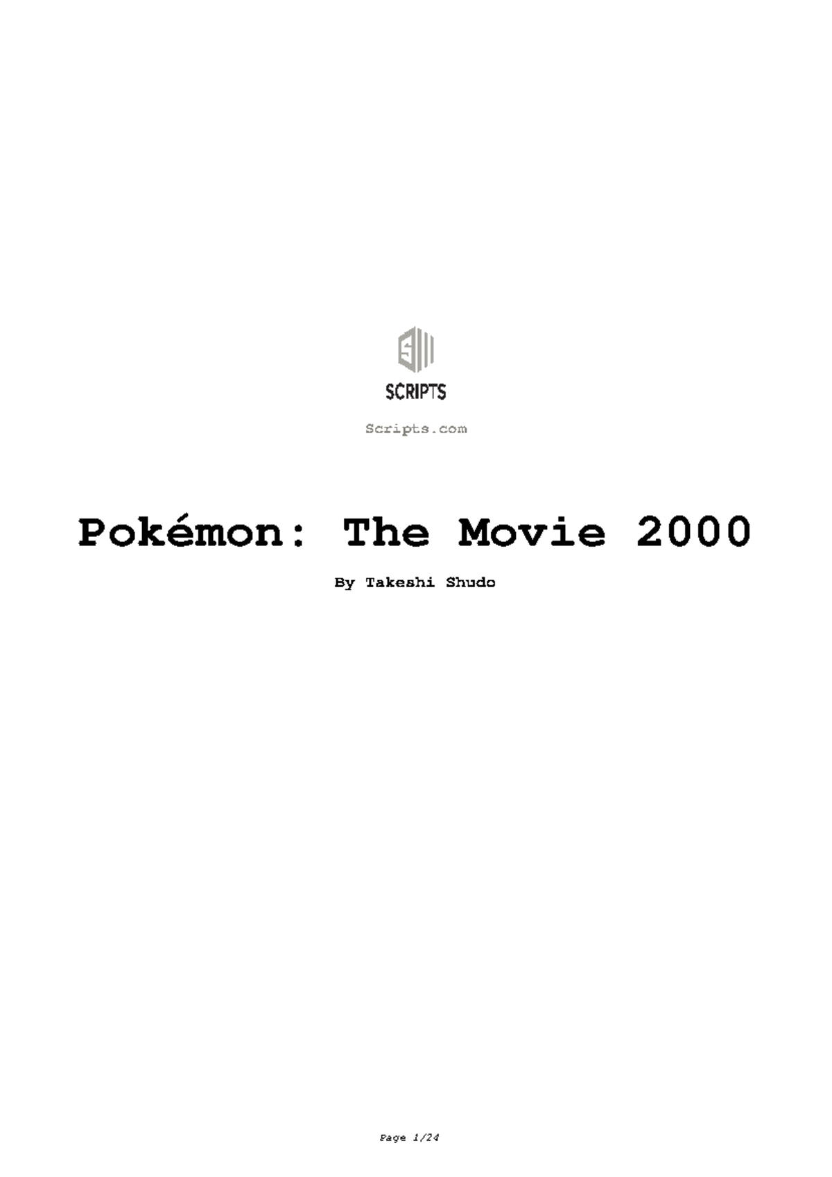 Pokémon Movie 2000 Script: Insights and Analysis - Studocu