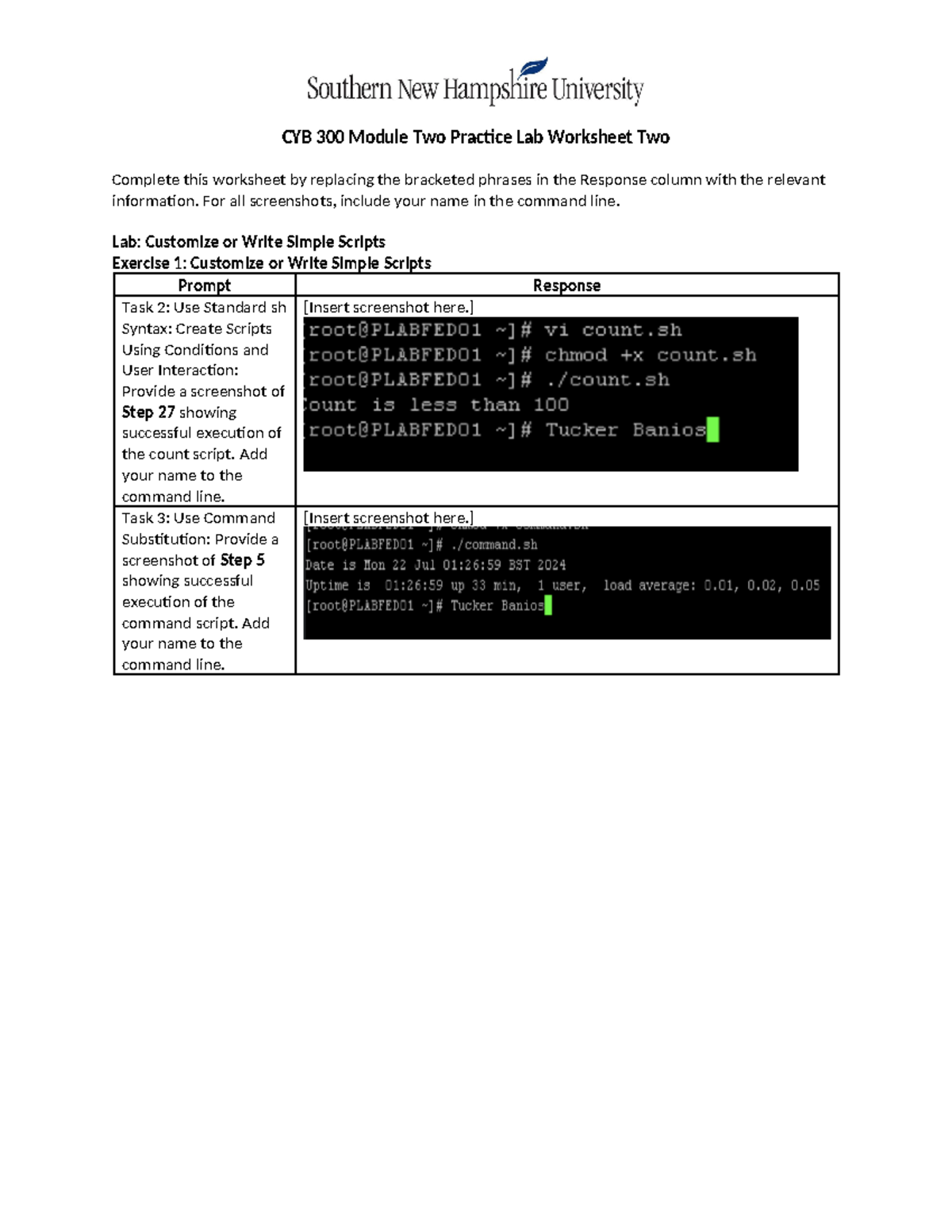 CYB 300 Module 2-2 Practice Lab Worksheet on Simple Scripts - Studocu