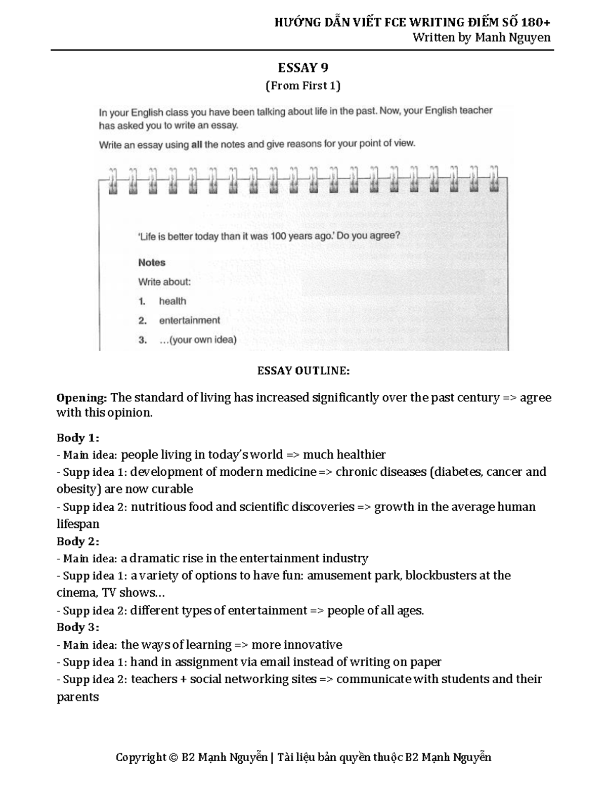Hướng Dẫn Viết FCE Writing: Essay 9 & 10 Outline - Studocu