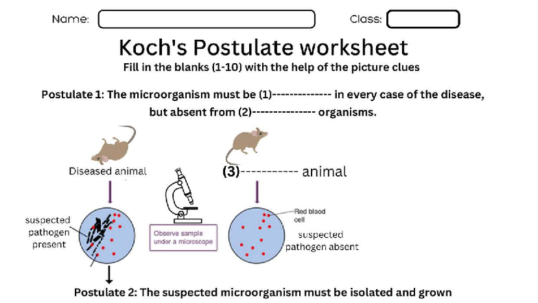 Koch's Postulate Worksheet (Digital-2) with Answer Key - Studocu