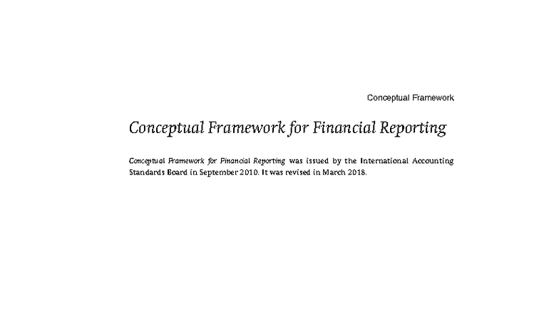 IFRS 2018: Conceptual Framework for Financial Reporting Overview ...