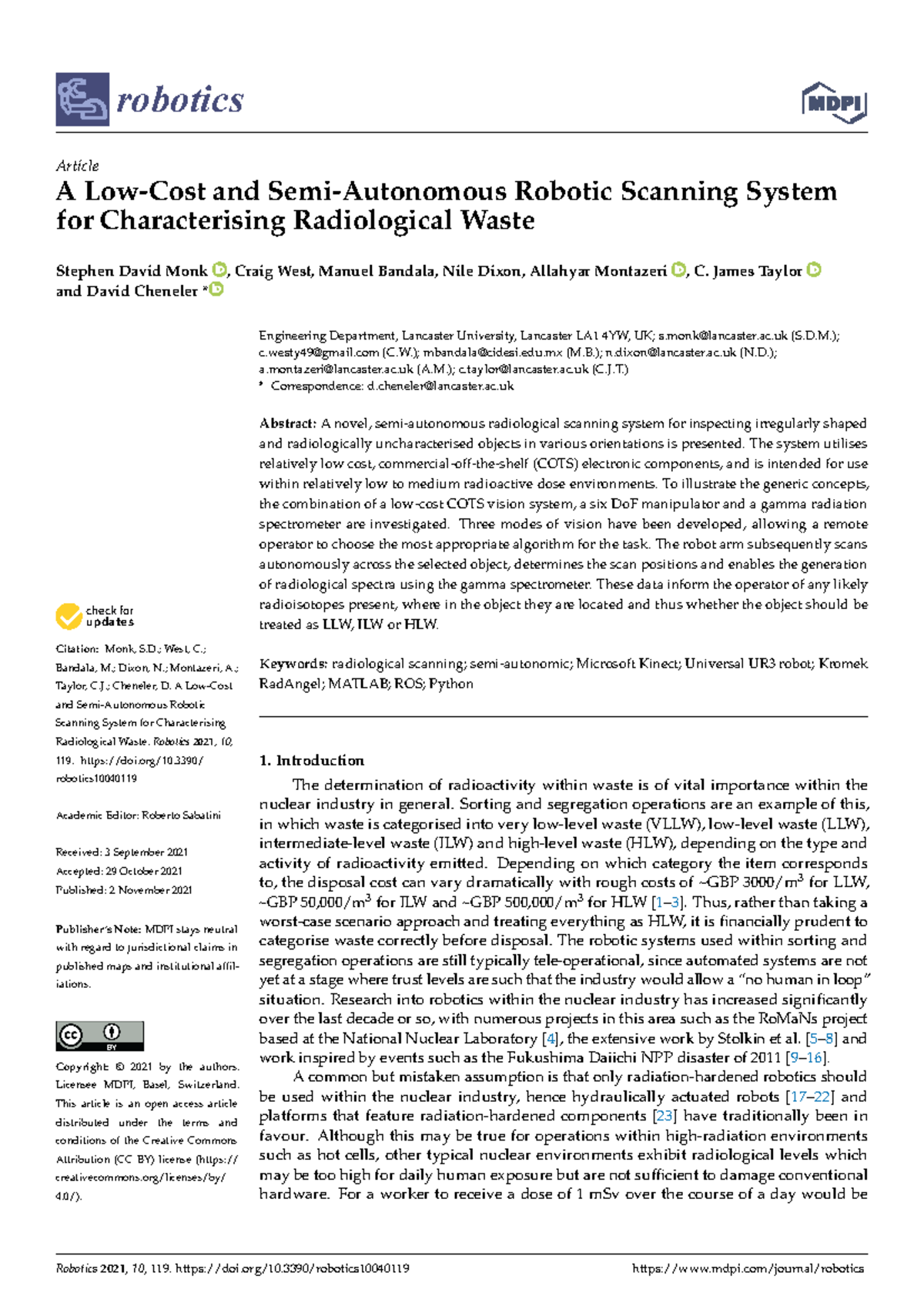 Robotics 10 00119 v2 - paper - robotics Article A Low-Cost and Semi ...