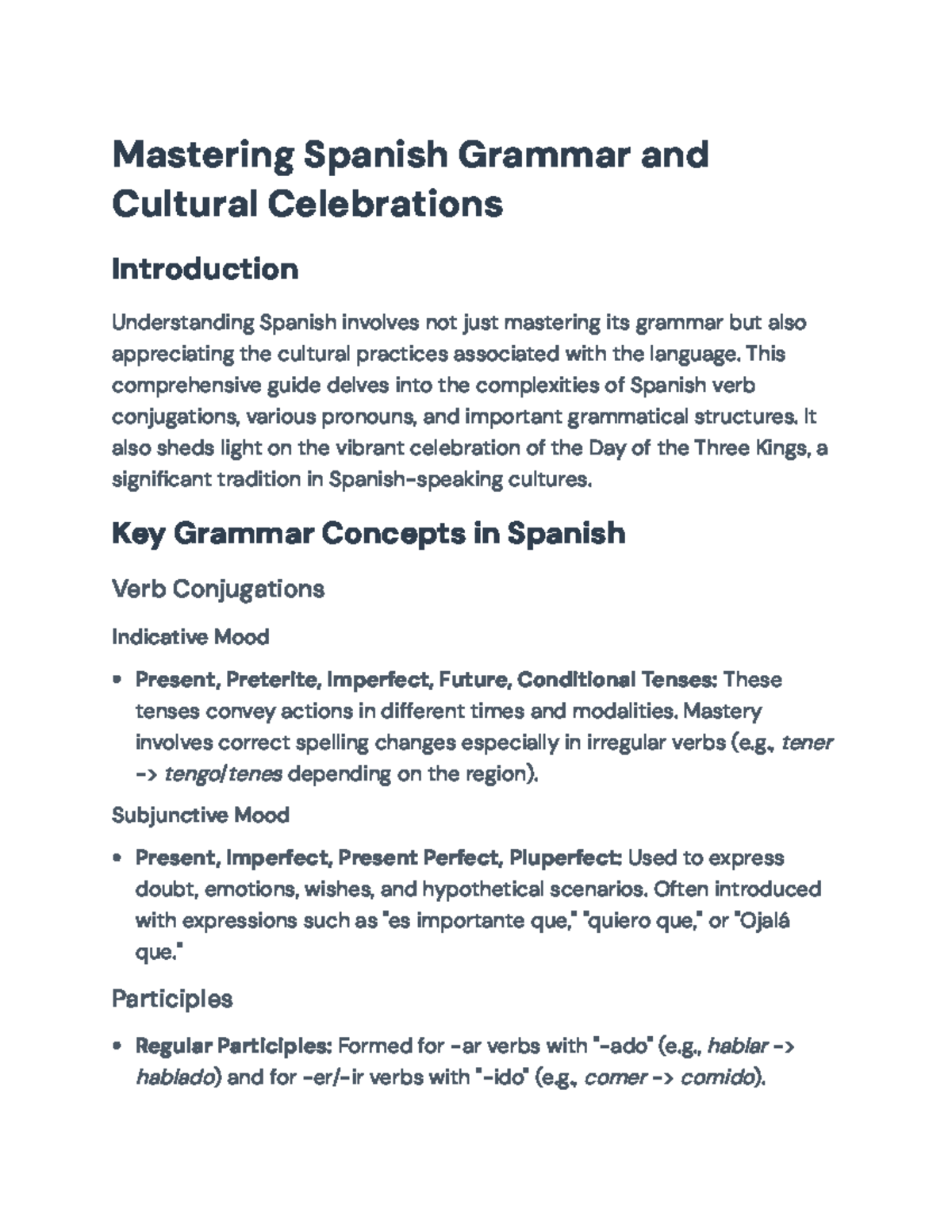 Mastering Spanish Grammar and Cultural Celebrations Guide - Mastering ...