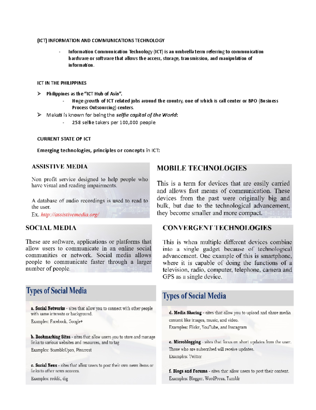 ICT E-Tech Reviewer: Understanding Communication Tech & Tools - Studocu