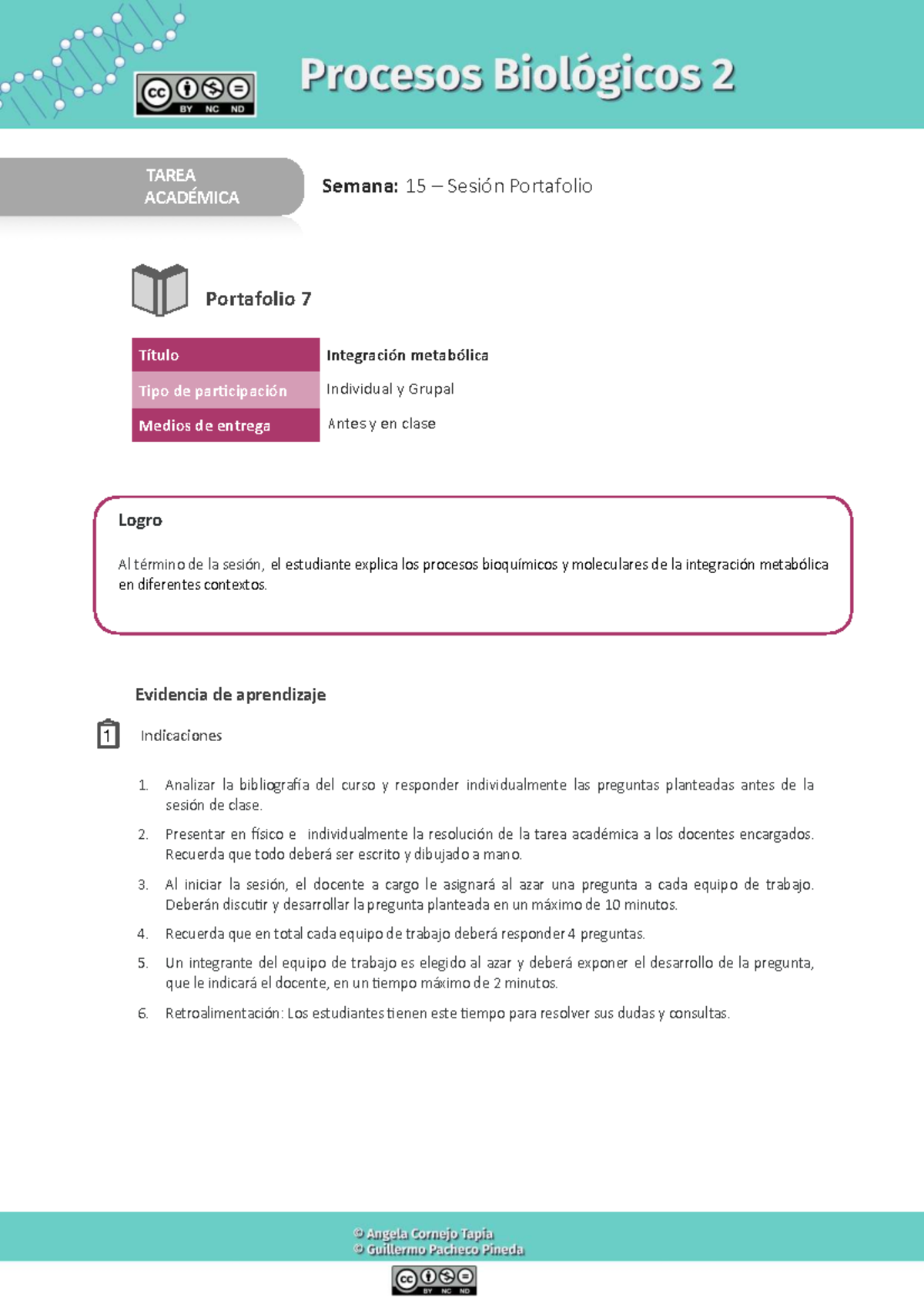 S15 Portafolio Tarea Académica: Integración Metabólica y Procesos ...