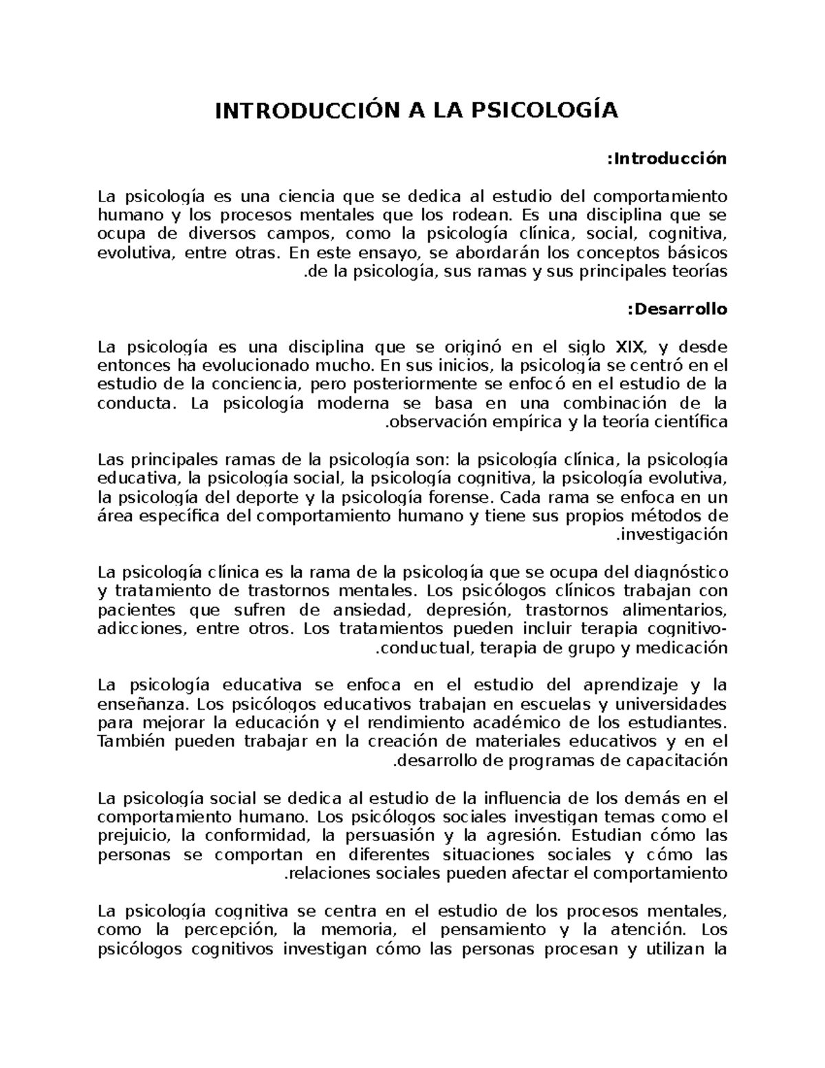 Introducción a la psicología - INTRODUCCIÓN A LA PSICOLOGÍA ...