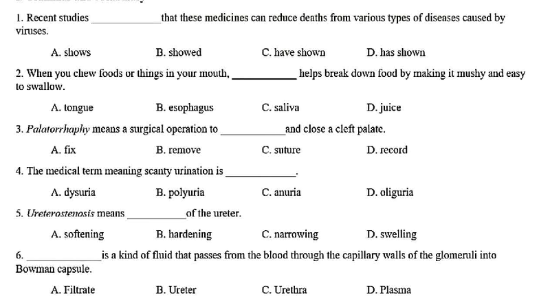 13 - De Nam Ngoai - BKHg: Quiz on Medical Terminology and Health - Studocu