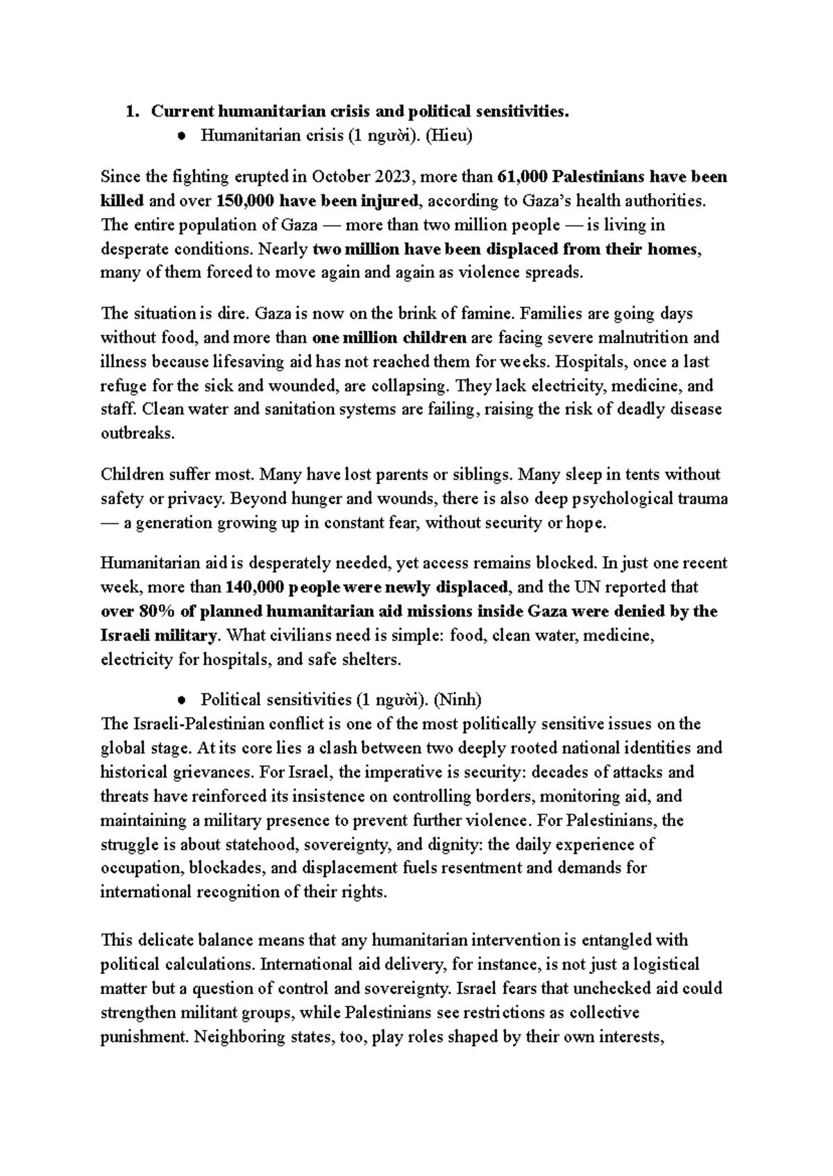 Addressing Humanitarian Crisis in the Israeli-Palestinian Conflict: A ...