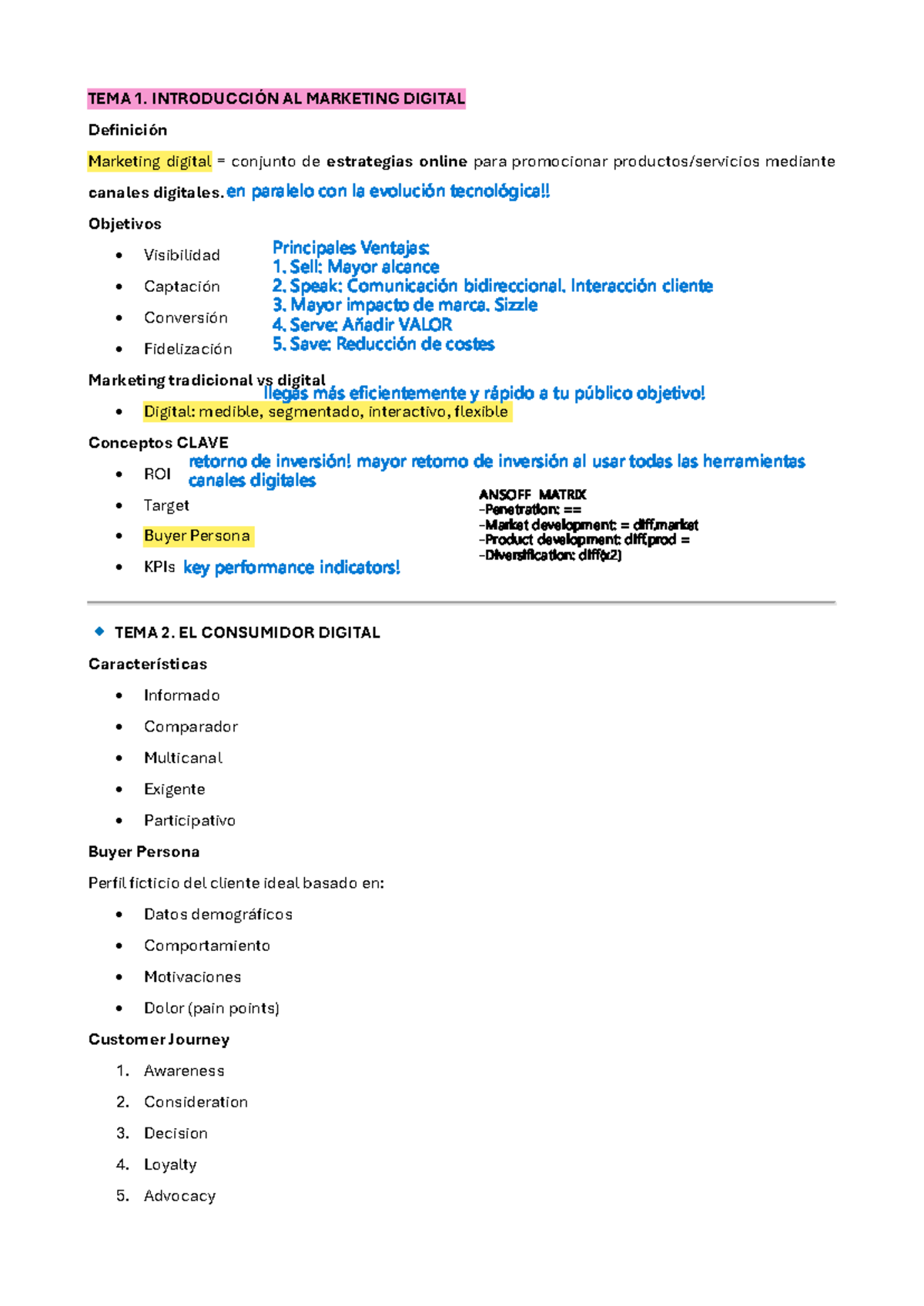 TEMA 1-10: Notas Esquemáticas de Marketing Digital - Studocu
