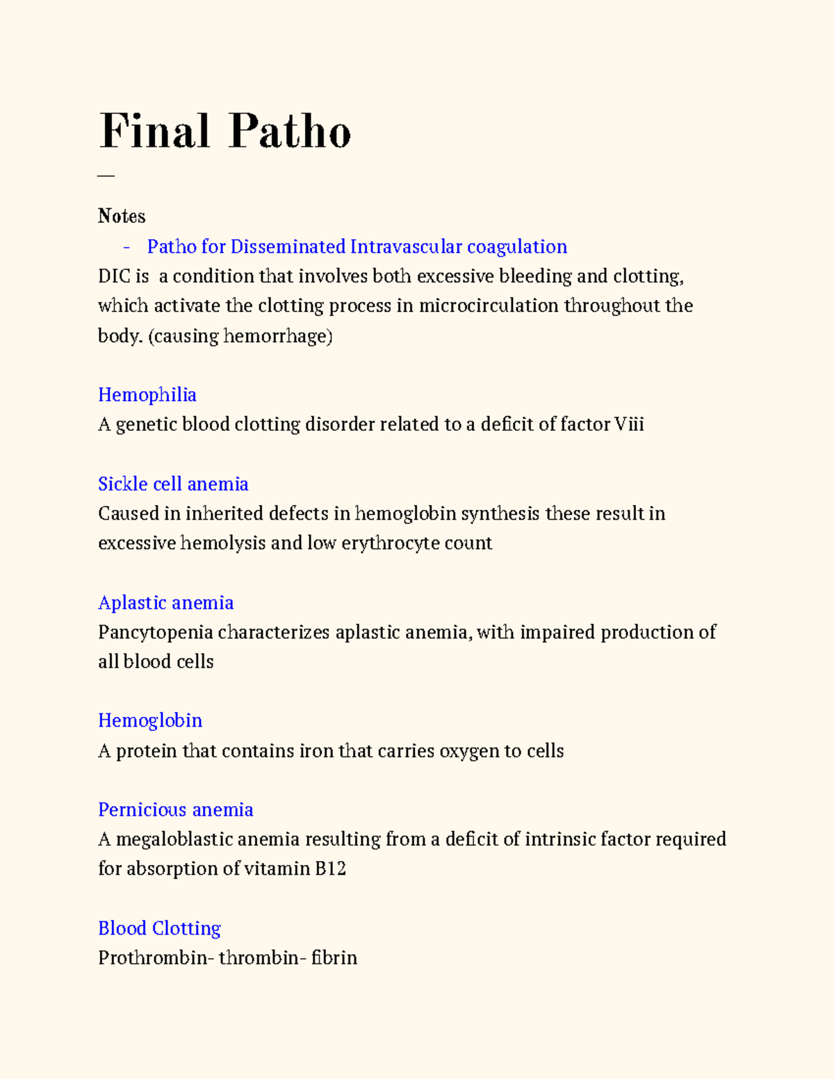 Final Exam Pathophysiology Study Guide for Nursing (Patho 101) - Studocu