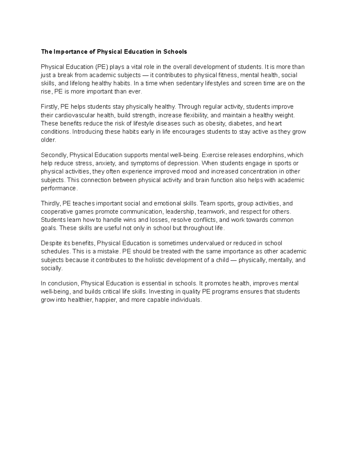 PE 101: The Vital Role of Physical Education in Student Development ...