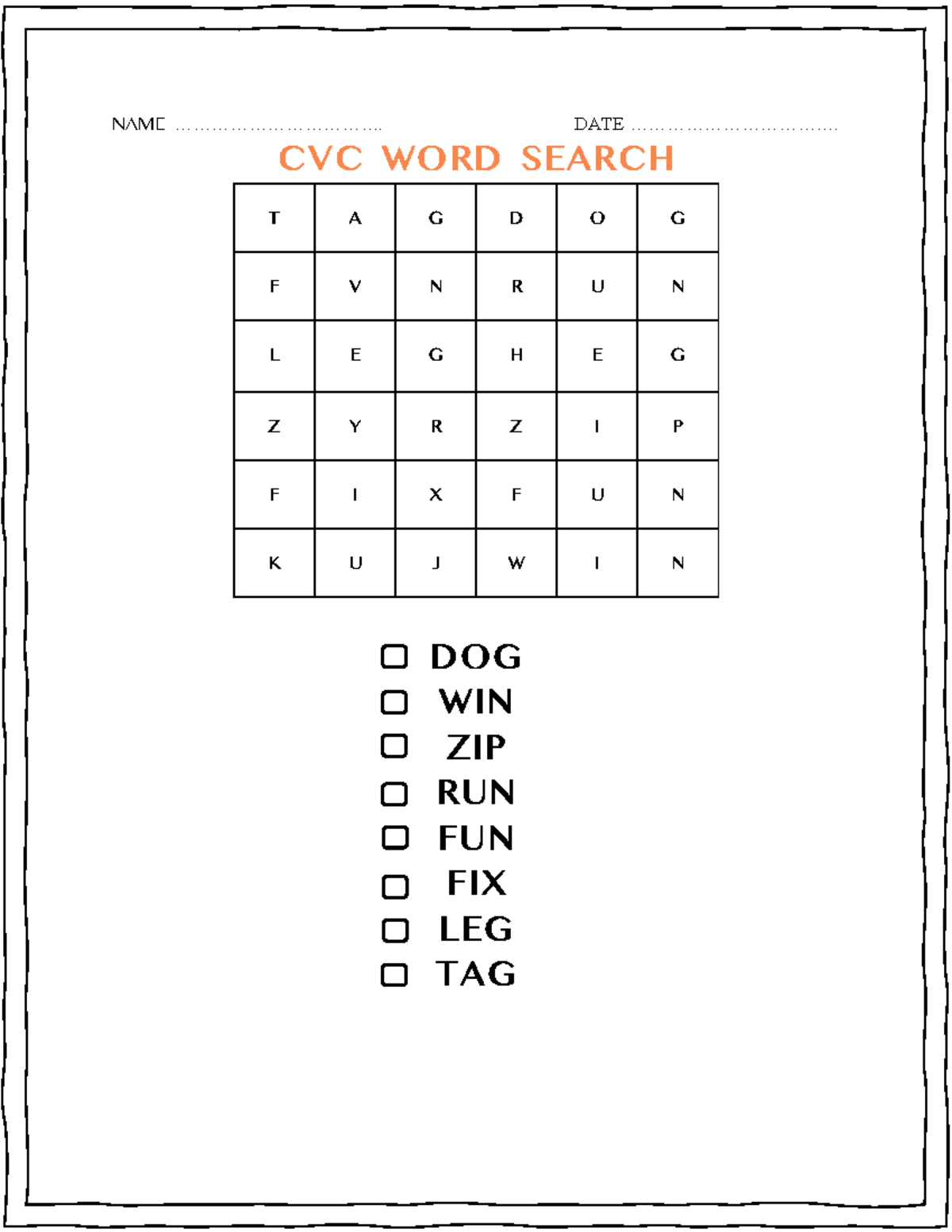 CVC & CVCE WORD SEARCHES (Short & Long Vowels) - Simple WORD Search ...