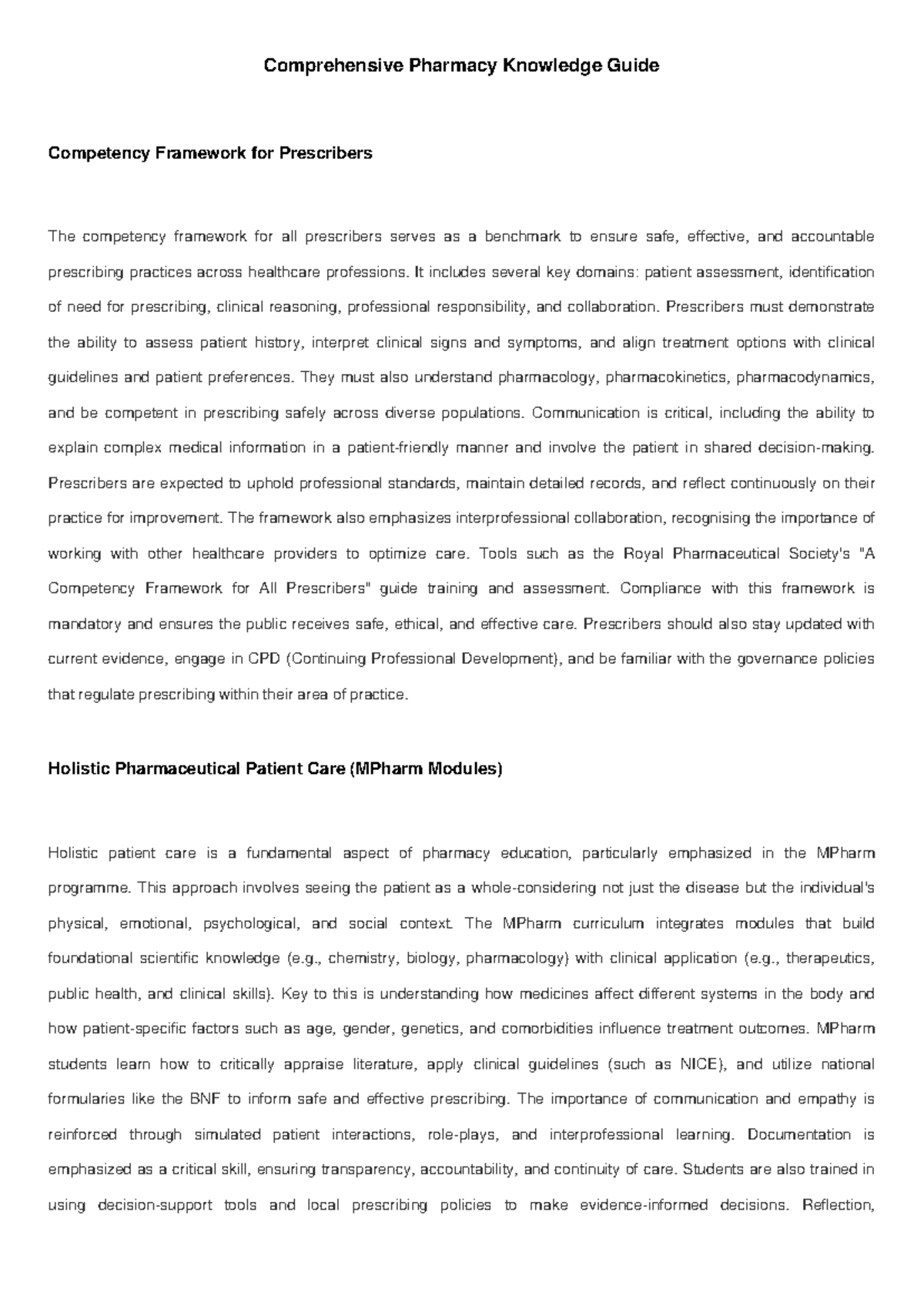 Extended Pharmacy Notes Part 1: Competency Framework for Prescribers ...