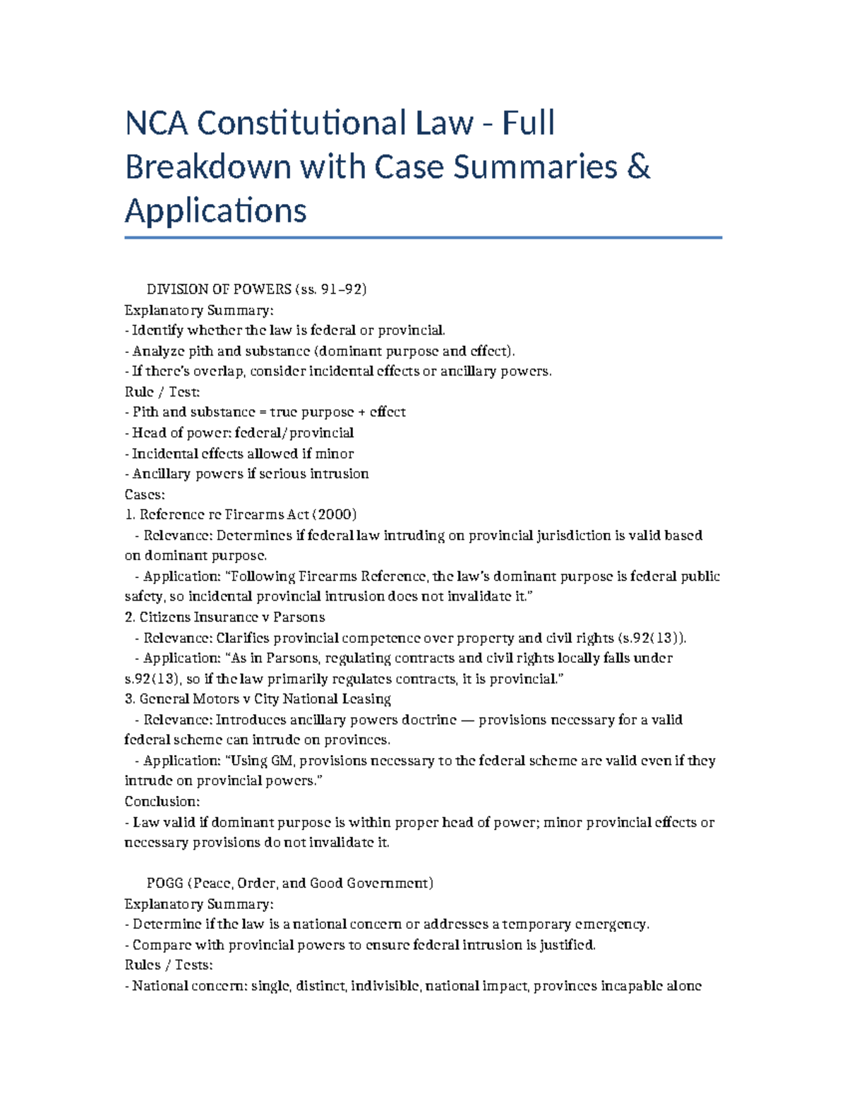 NCA Constitutional Law Overview: Key Cases & Principles Explained - Studocu
