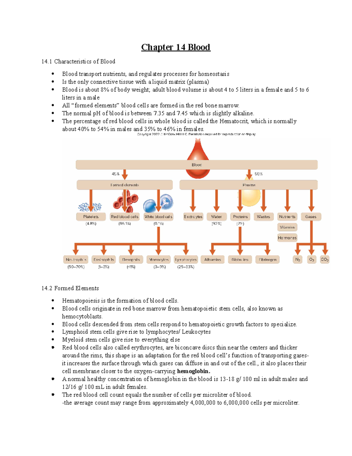 Chapter 14 Blood - Comprehensive Study Guide on Hematology - Studocu